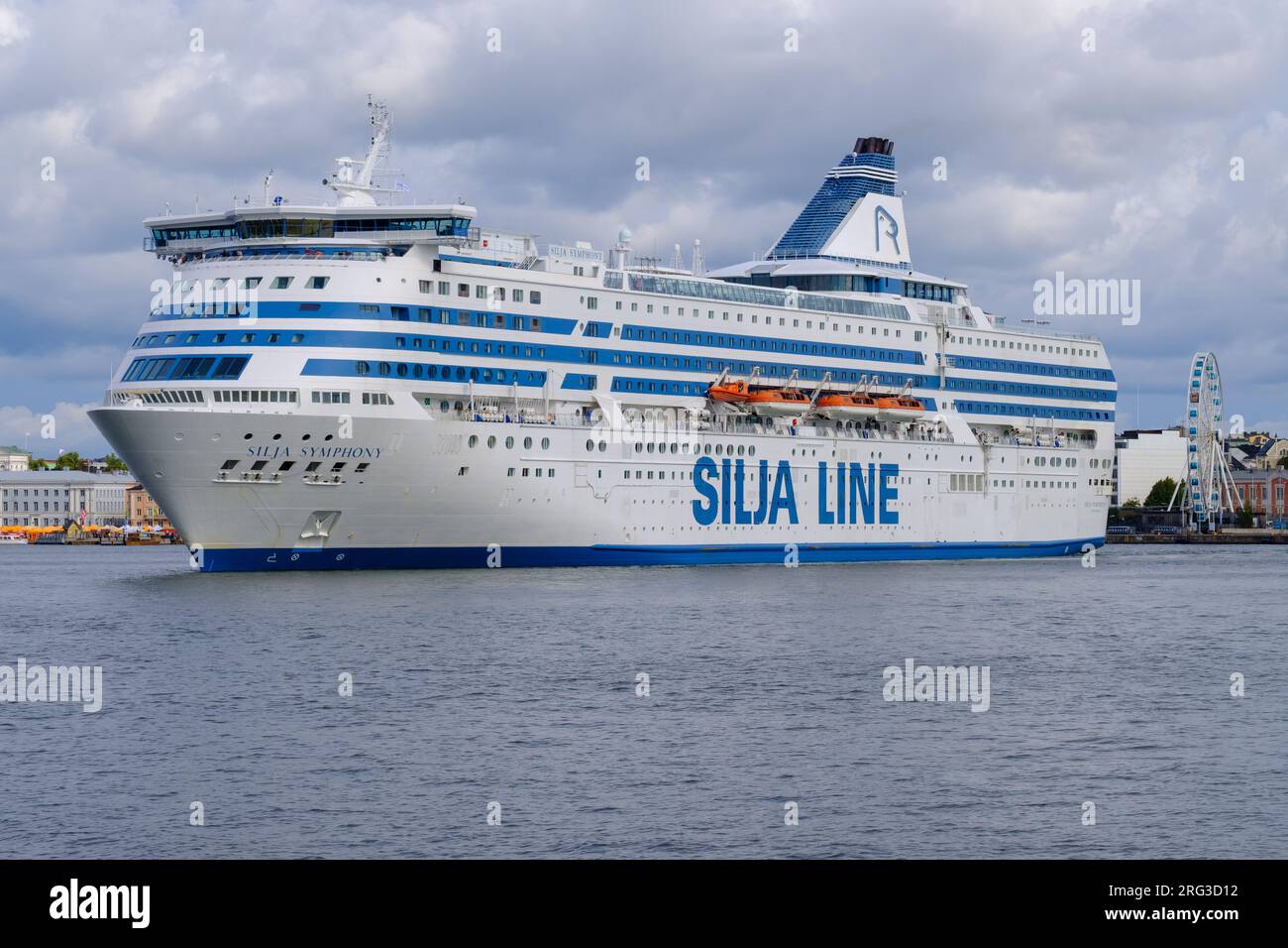 Helsinki / Finland - JULY 28, 2023. MV Silja Symphony, operated by Silja Line, arrives at ...