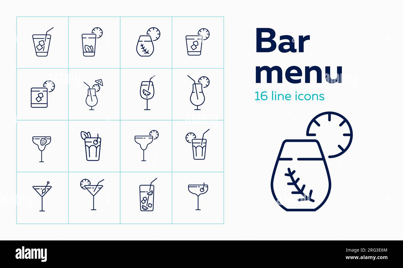 Bar menu line icon set. Mojito, lemonade Stock Vector Image & Art - Alamy