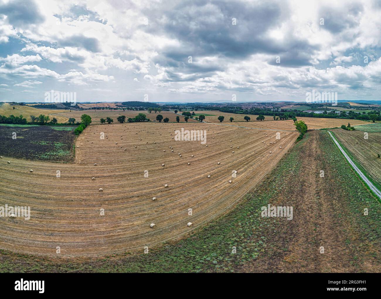 Aerial view of a rural landscape with a field at an angle Stock Photo ...