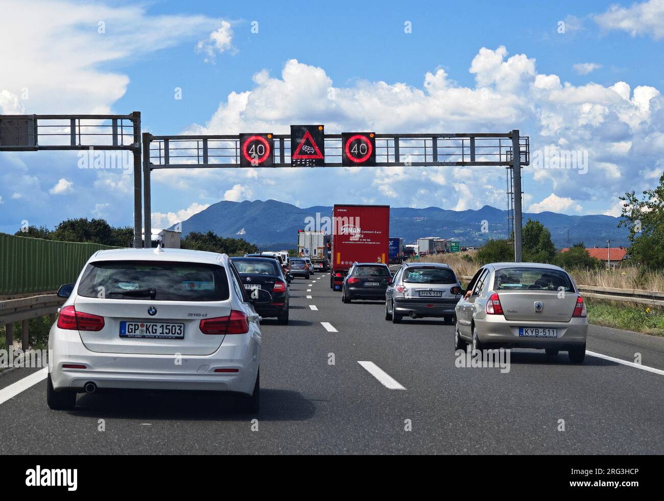 Zagreb, Croatia. 07th Aug, 2023. Car are stuck in 10 kilometers long ...