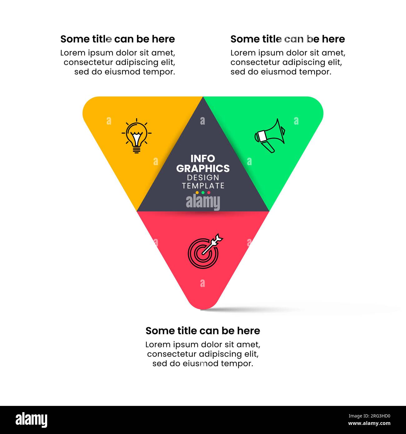Infographic template with icons and 3 options or steps. Triangle. Can be used for workflow ...