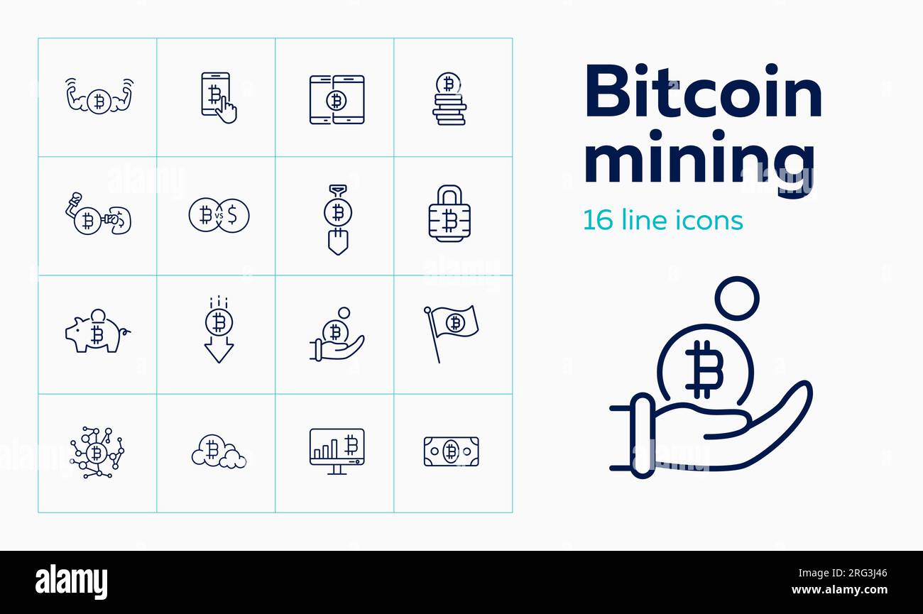 Bitcoin mining icon set Stock Vector Image & Art - Alamy