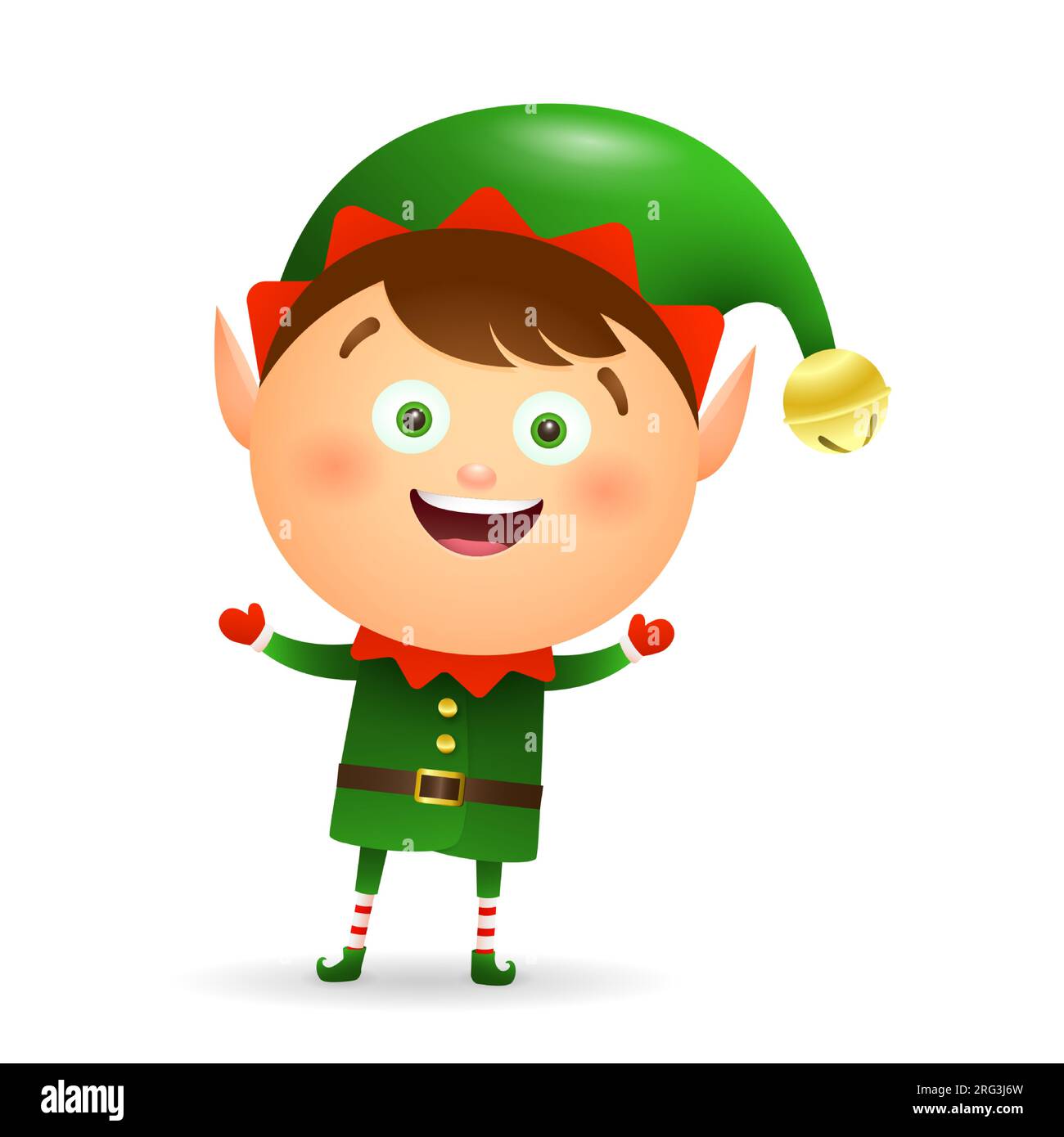 Happy Christmas elf wearing green costume cartoon illustration Stock ...