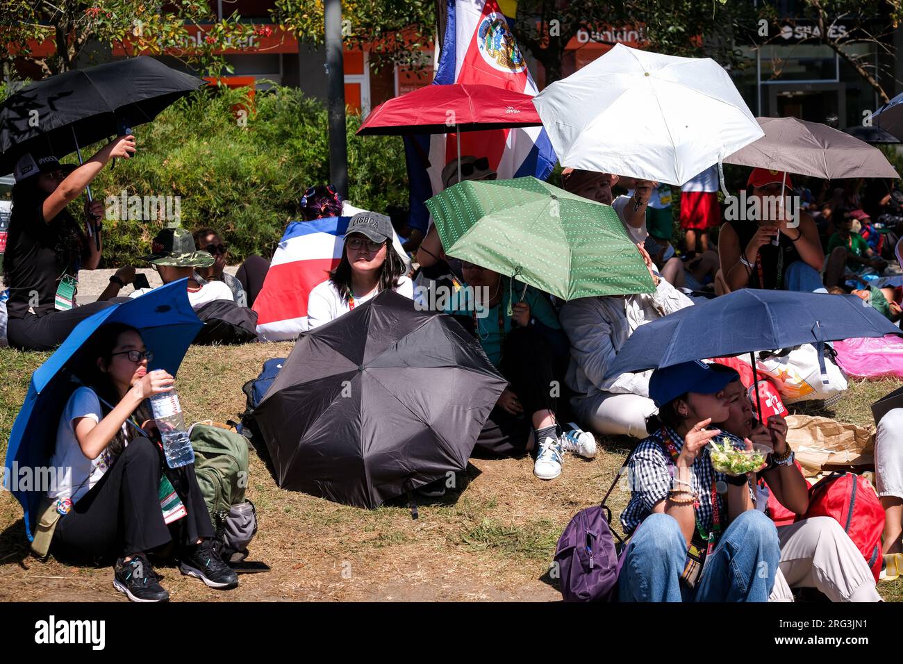 Lisbon, Portugal. August 4 2023. Pope Francis arrives to Parque Eduardo ...