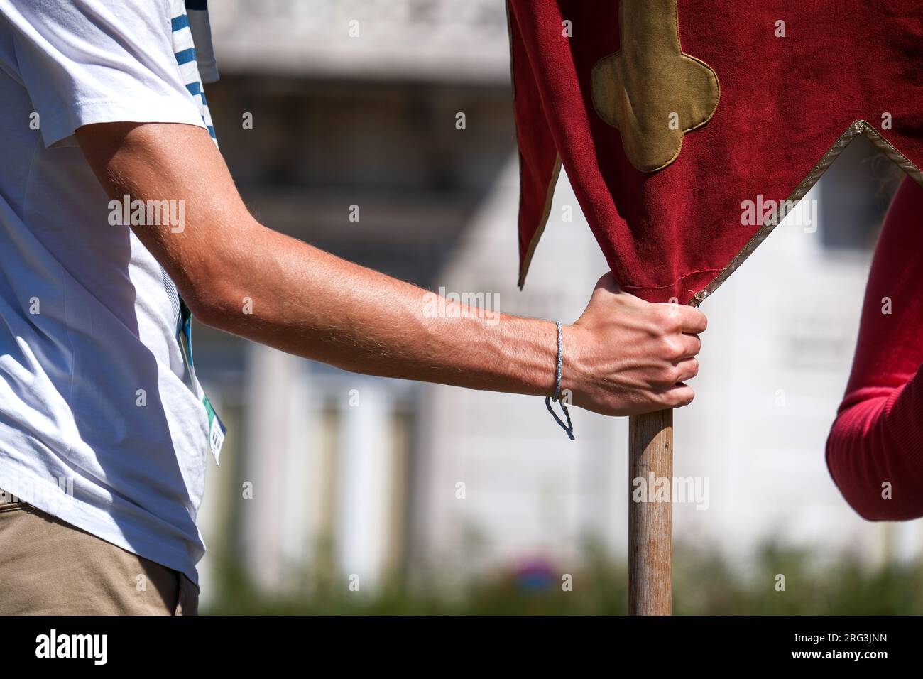 Lisbon, Portugal. August 4 2023. Pope Francis arrives to Parque Eduardo ...