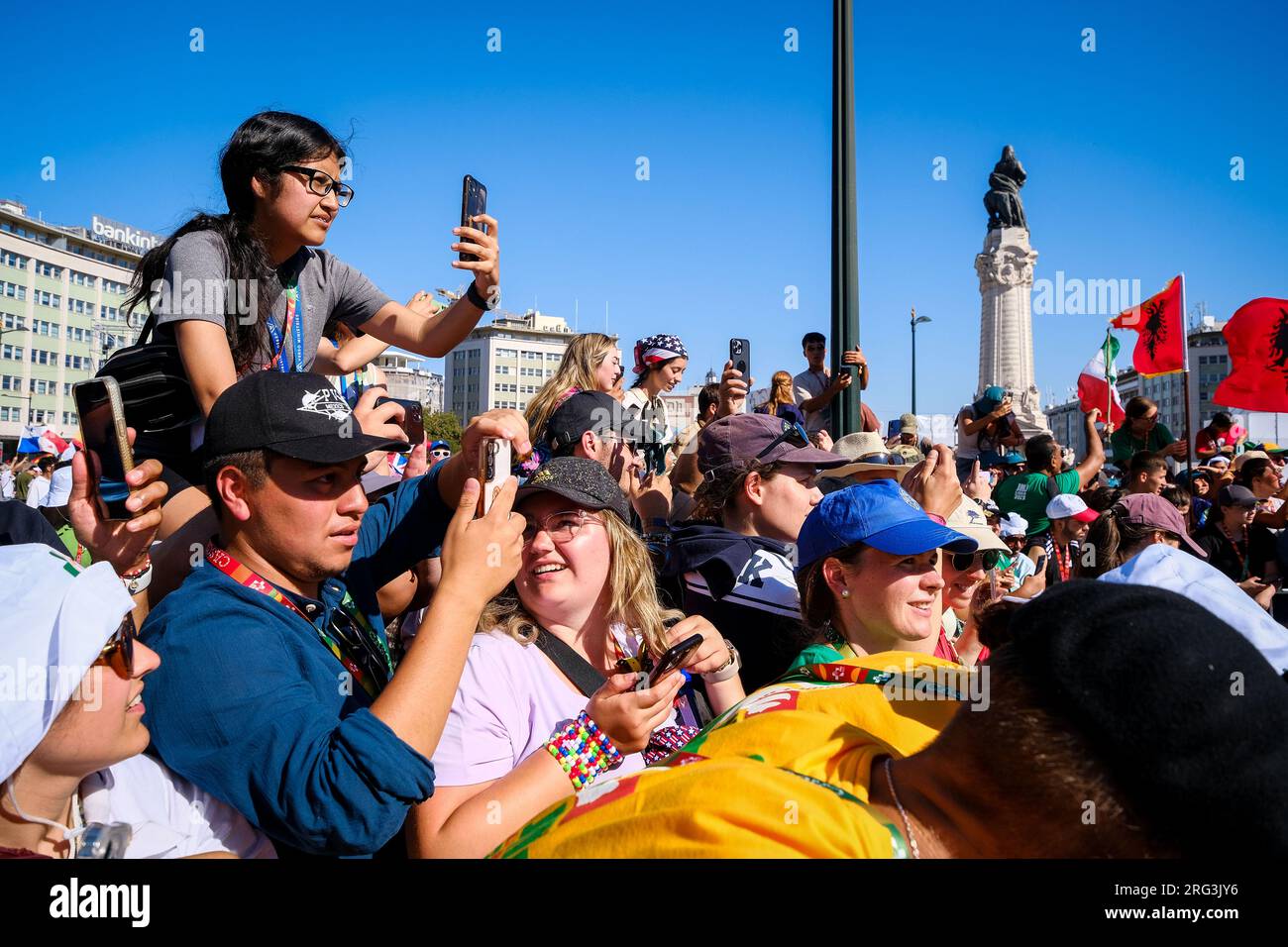 Lisbon, Portugal. August 4 2023. Pope Francis arrives to Parque Eduardo ...