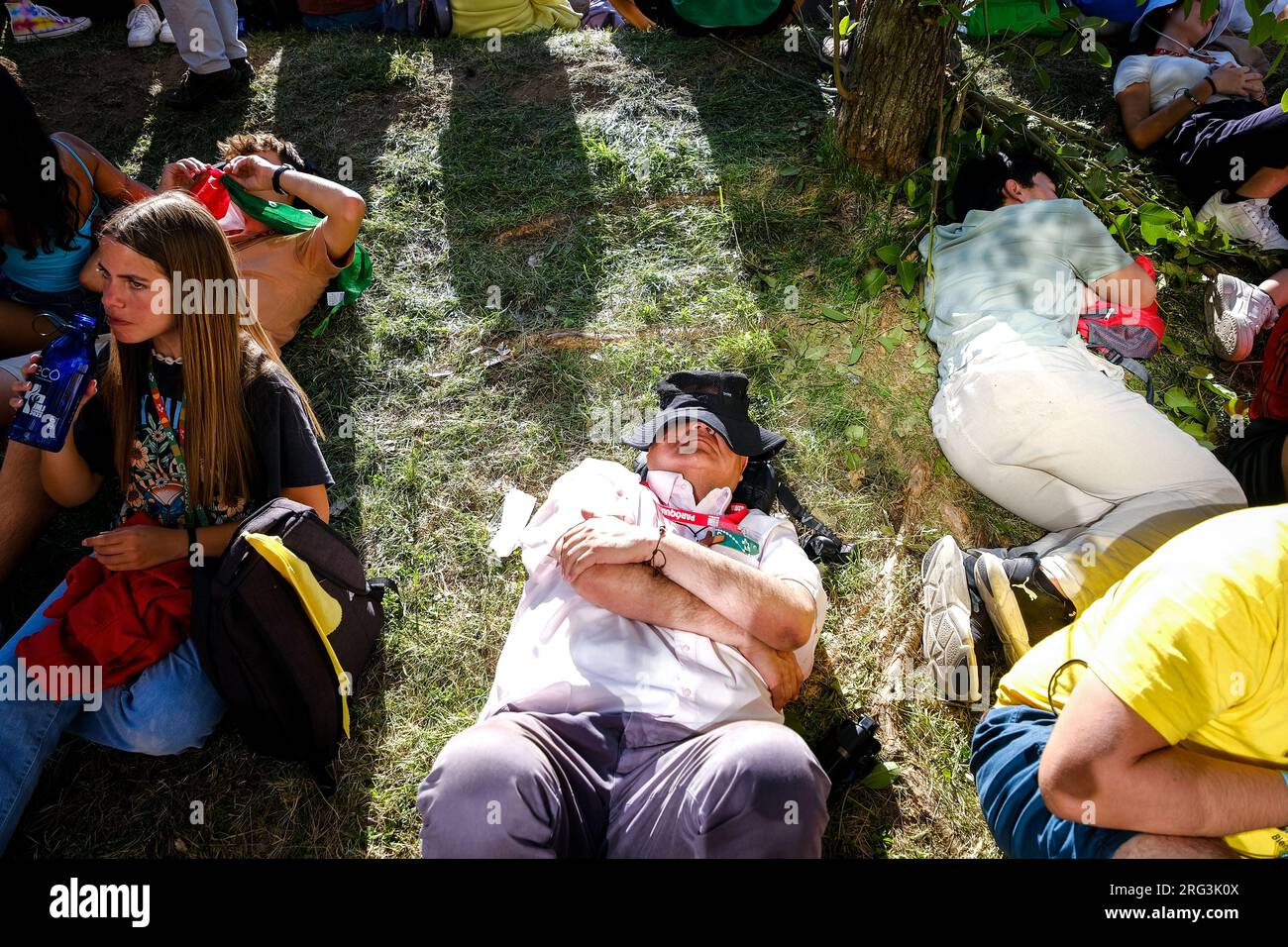 Lisbon, Portugal. August 4 2023. Pope Francis arrives to Parque Eduardo ...
