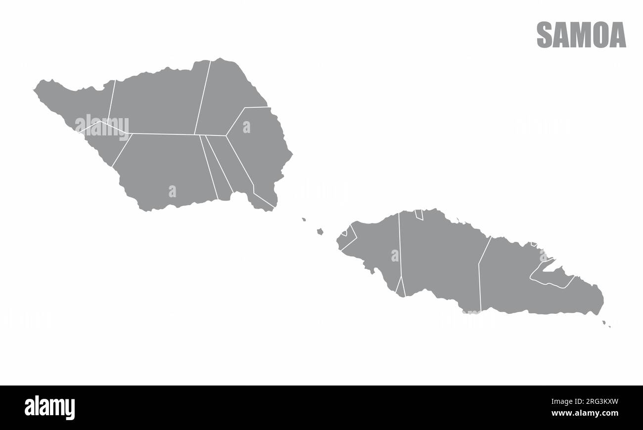 Samoa administrative map isolated on white background Stock Vector ...