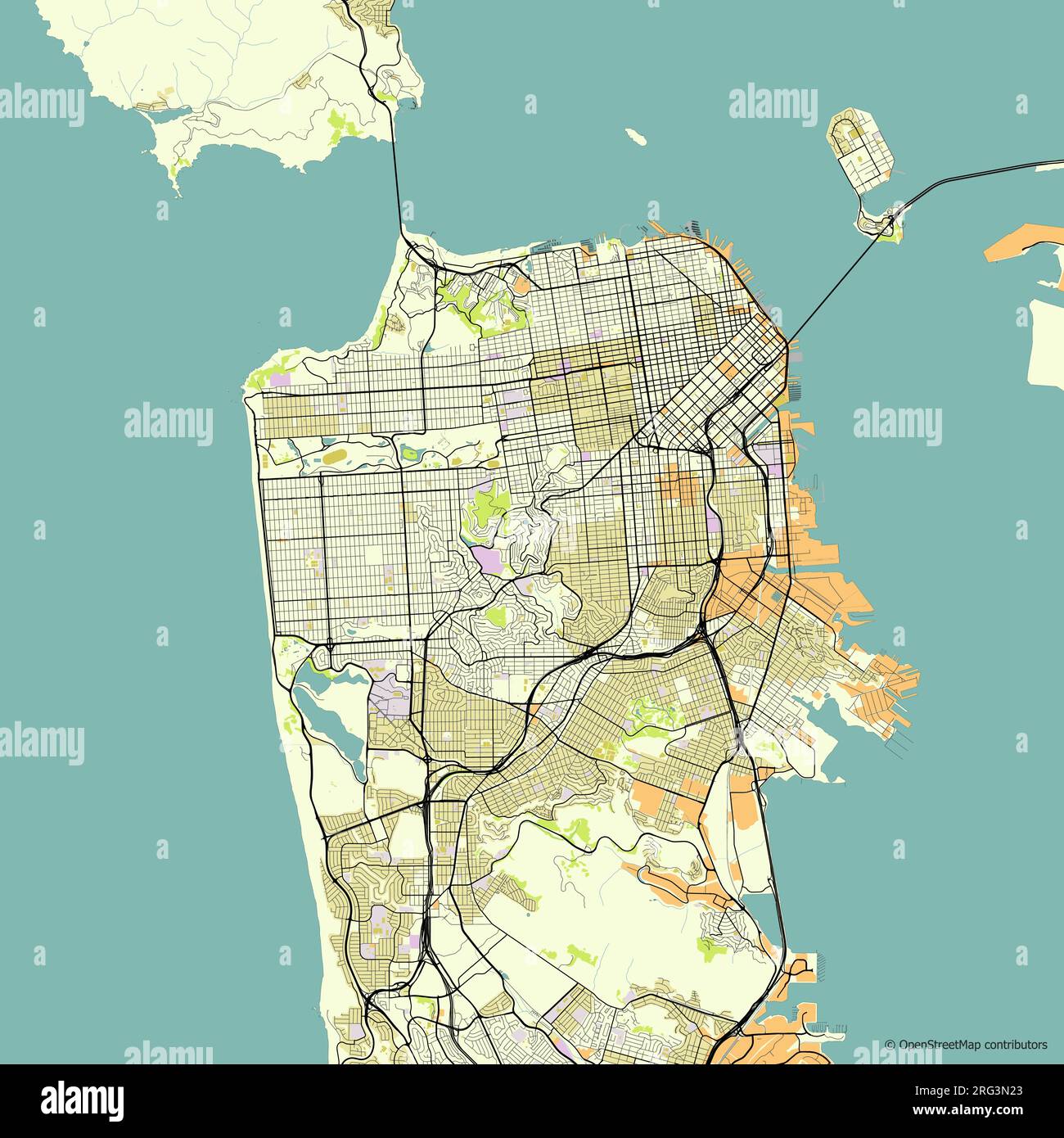 Vector city map of San Francisco California USA Stock Vector Image ...