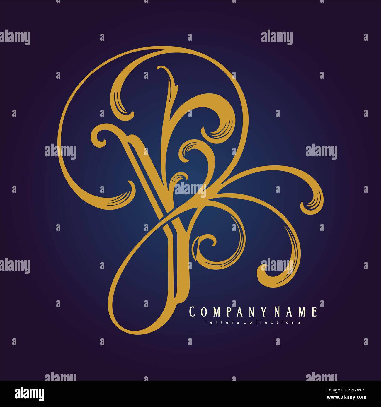 Elegance flourish gold Y lettering monogram logo vector illustrations ...