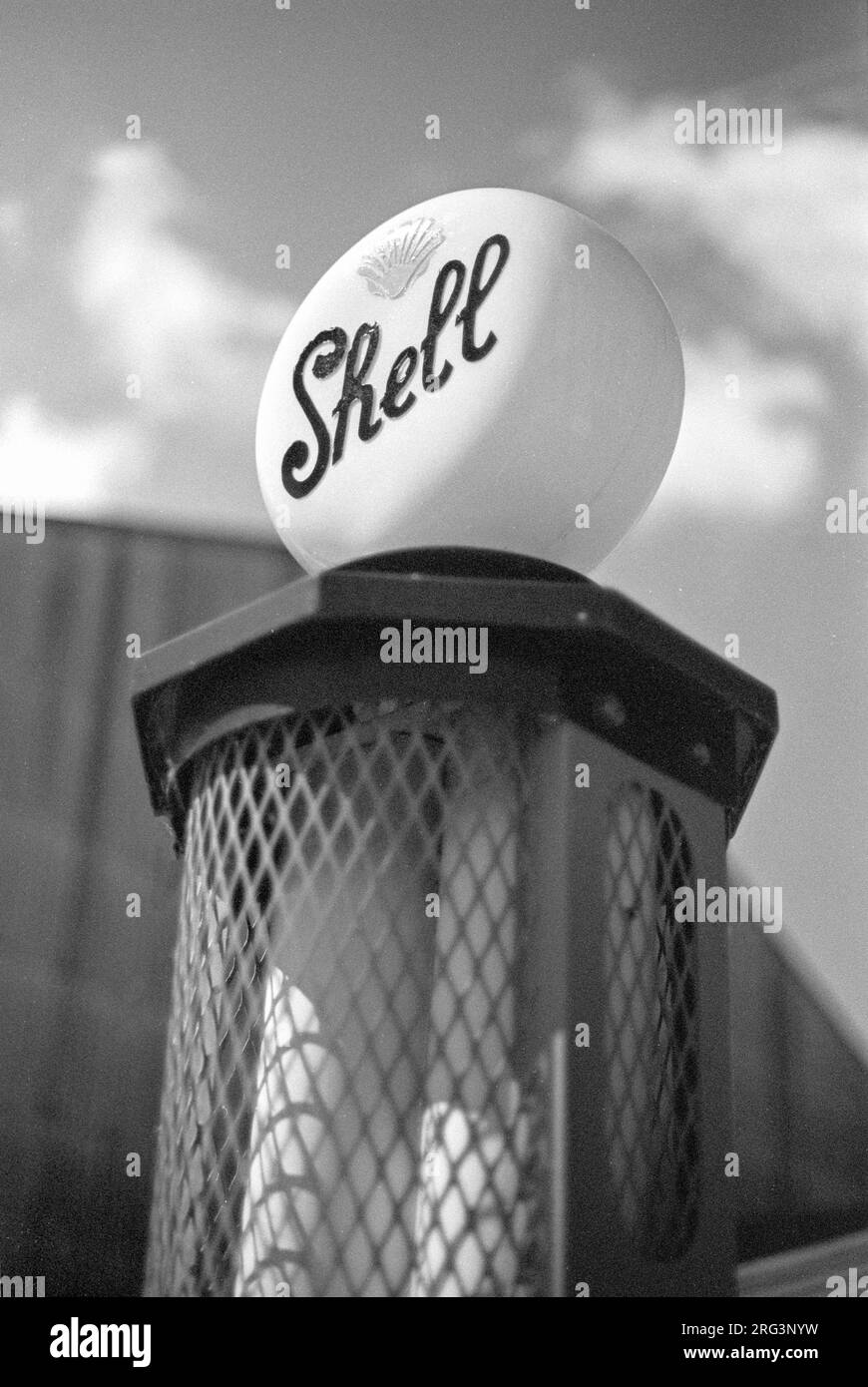 Vintage Shell petrol pump, Shot on 35mm film Stock Photo - Alamy