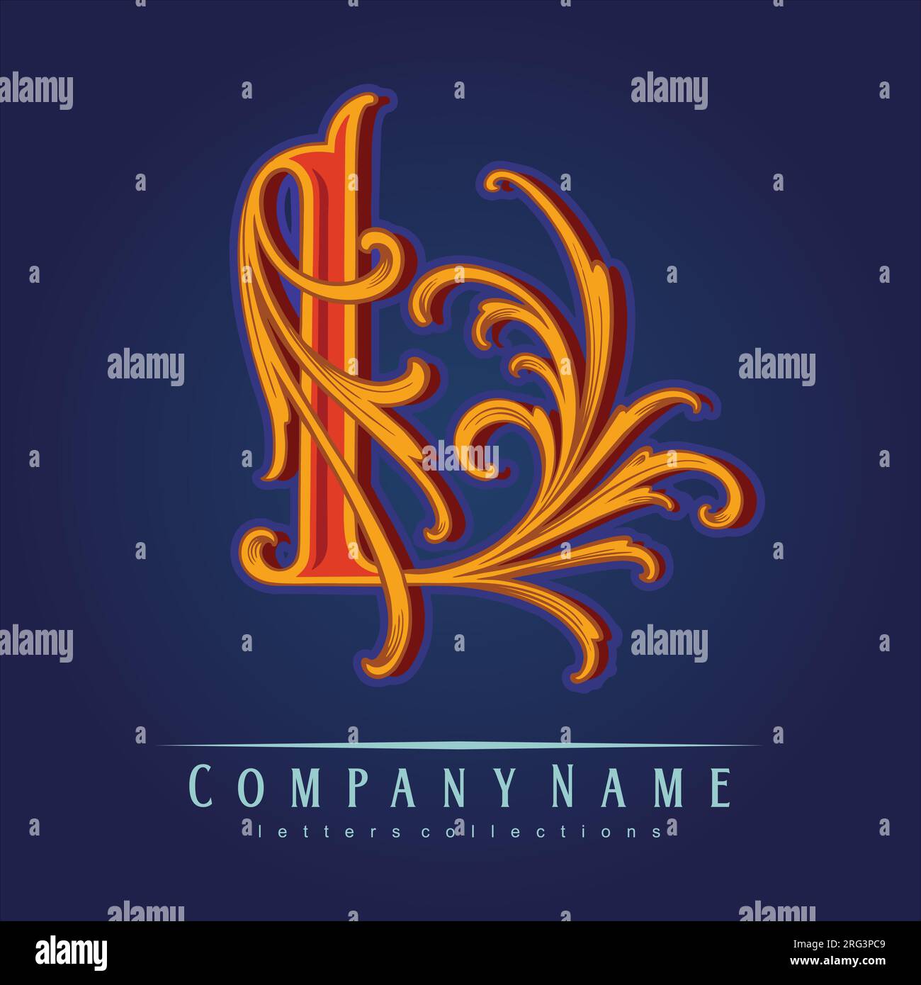 Elegant emblem flourish gold L lettering monogram logo vector ...