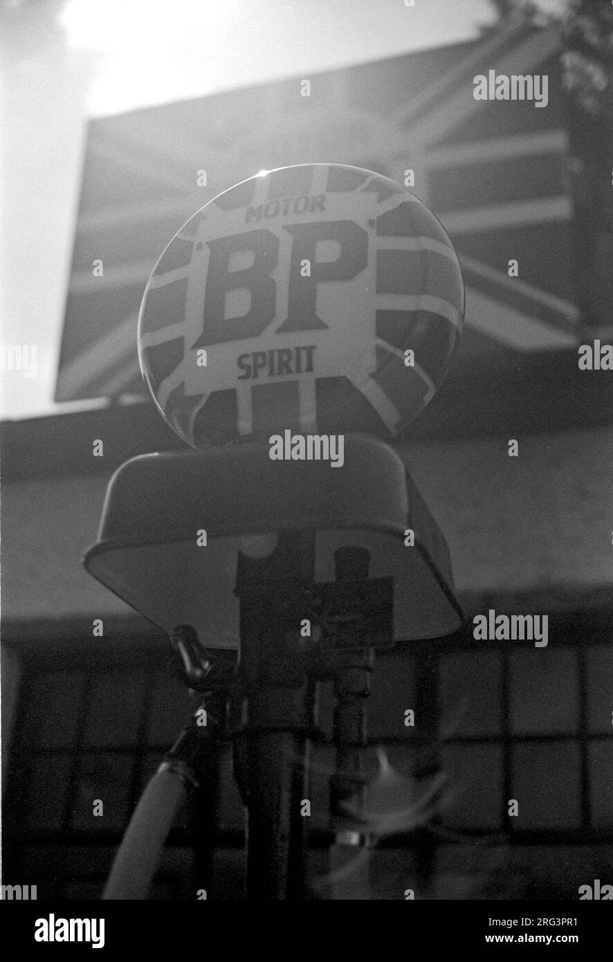 Vintage BP petrol pump, Shot on 35mm film Stock Photo - Alamy