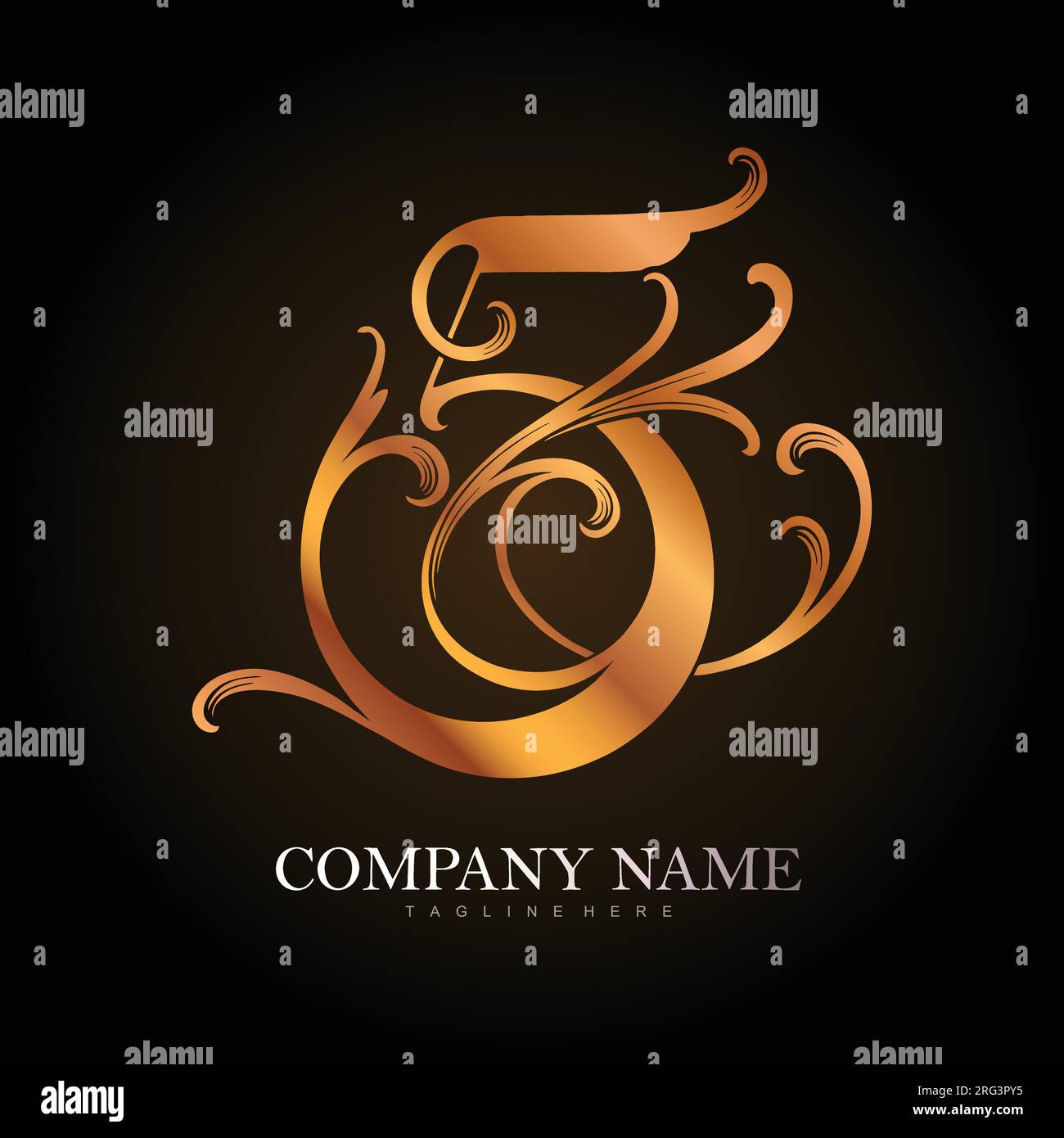 Vintage captivating gold floral number 5 monogram logo vector ...