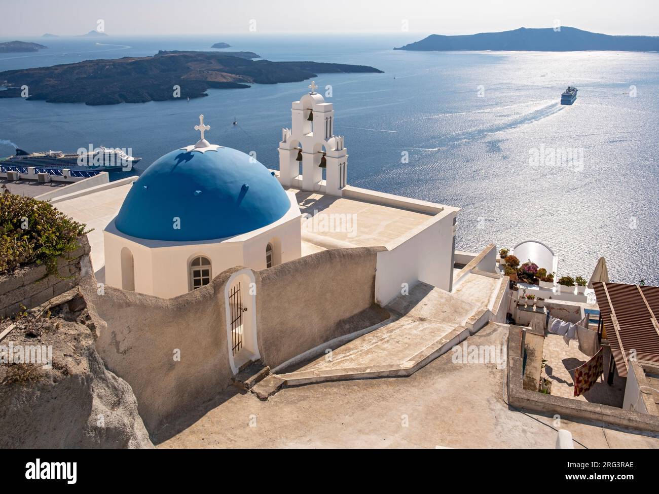 Three Bells of Fira - Blue-domed church and belfry with sea view ...