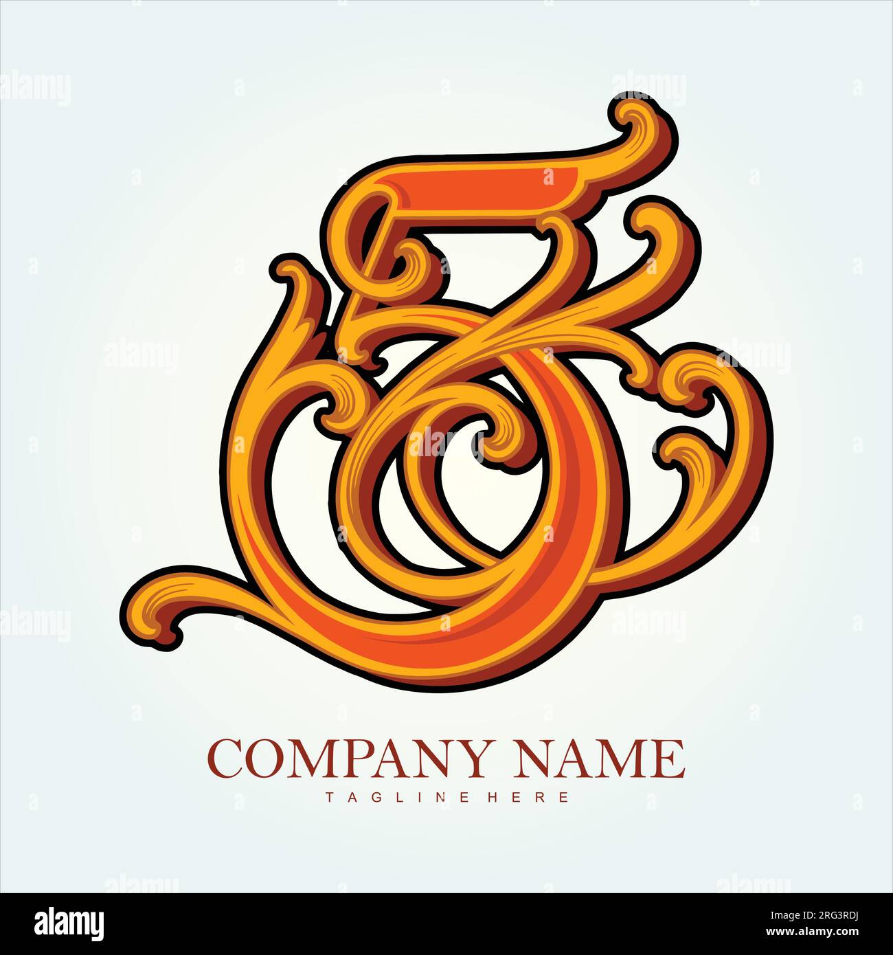 Elegance classic floral number 5 letter monogram logo vector ...