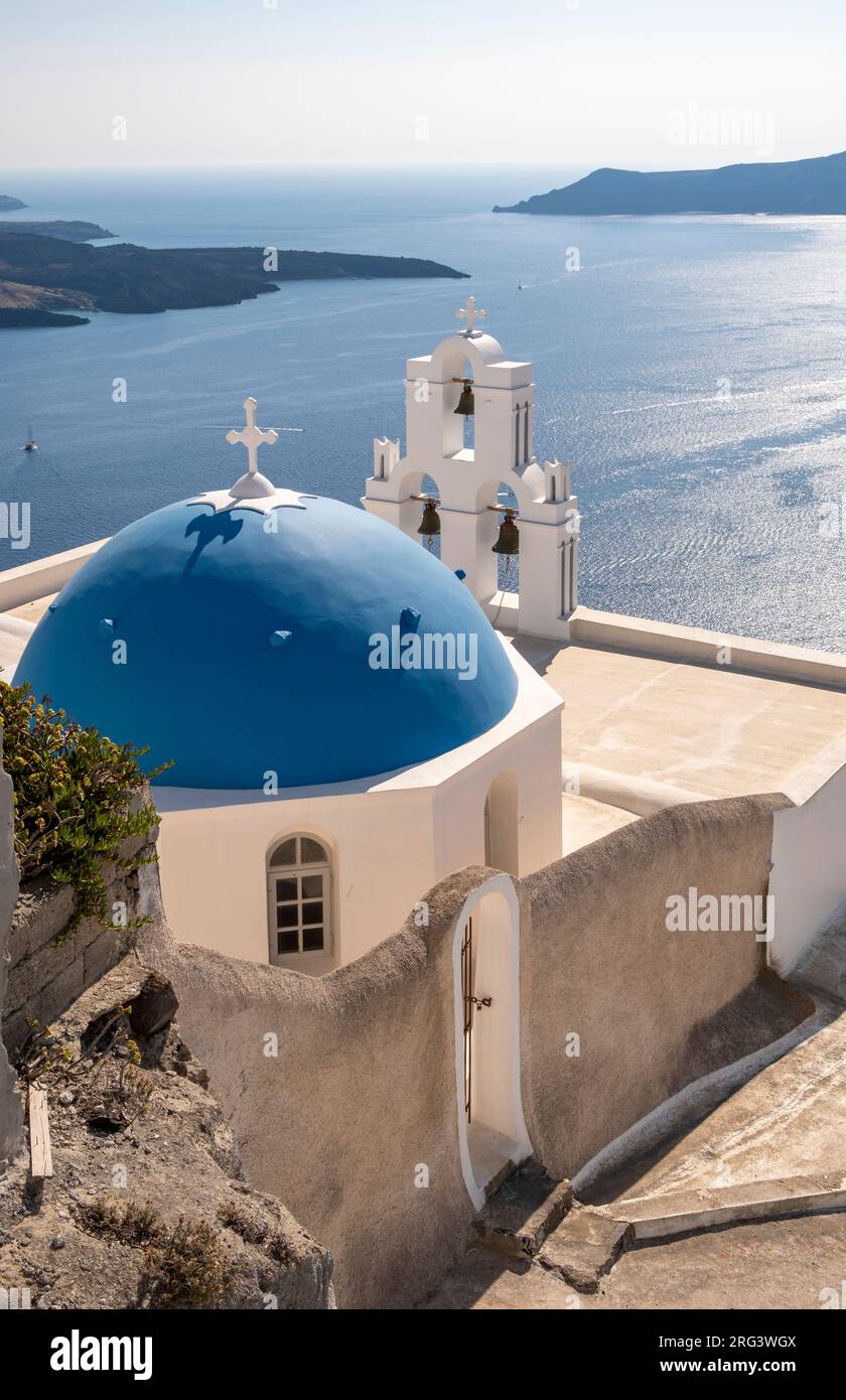 Three Bells of Fira - Iconic blue-domed church and belfry with sea view ...