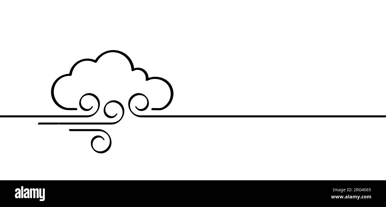Cartoon puff of wind blow line symbol. Cloud, blowing wind, weather ...