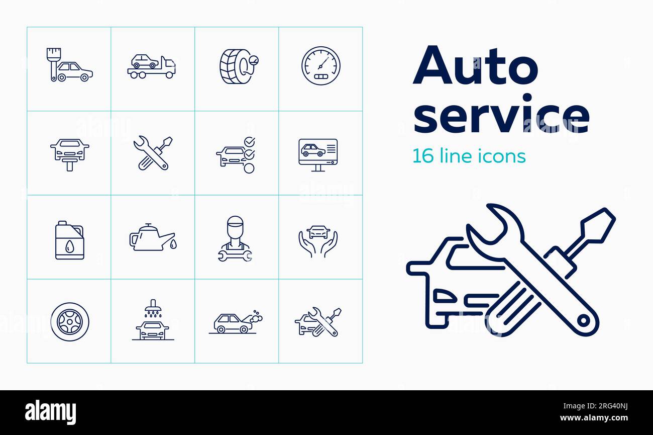 Auto service line icon set Stock Vector Image & Art - Alamy