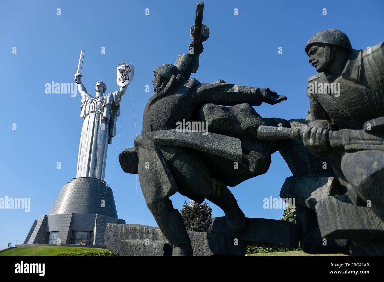 KYIV, UKRAINE - AUGUST 6, 2023 - The Ukrainian coat of arms, known as ...