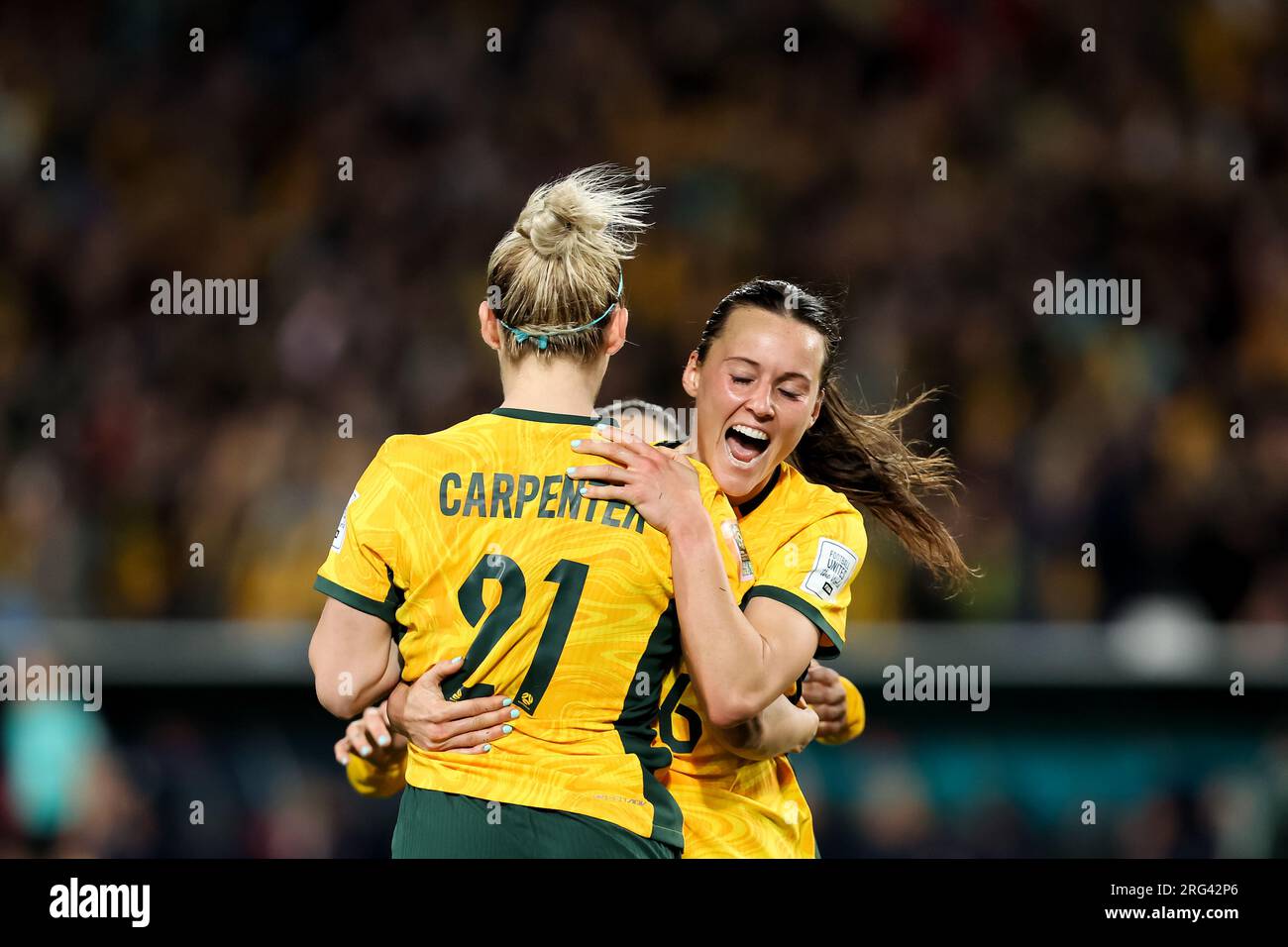 Sydney, Australia, 7 August, 2023. Hayley Raso of Australia celebrates ...