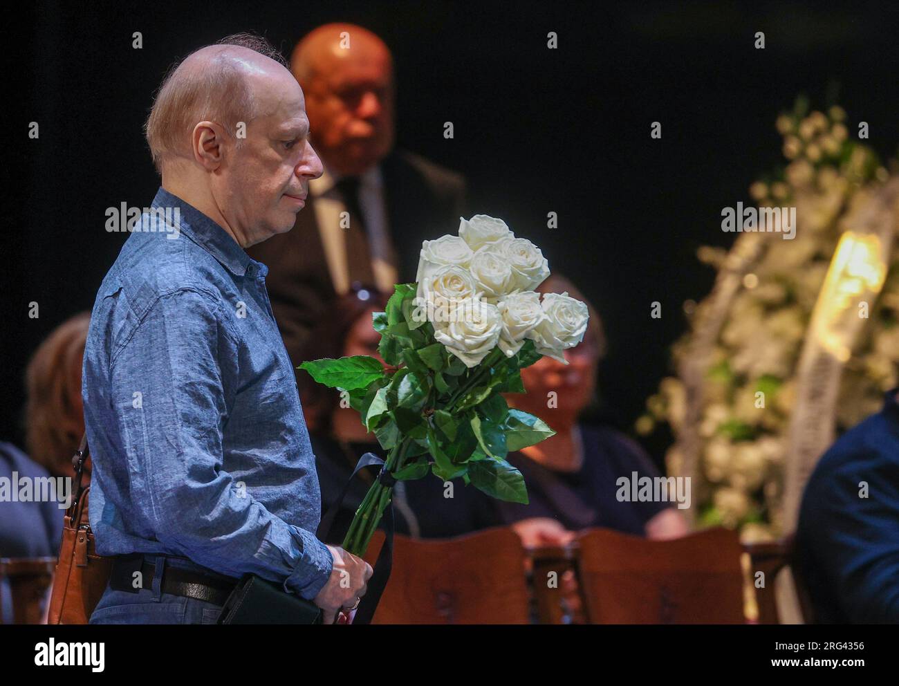 07.08.2023. Russia. Moscow. Actor Avangard Leontiev at the farewell ...