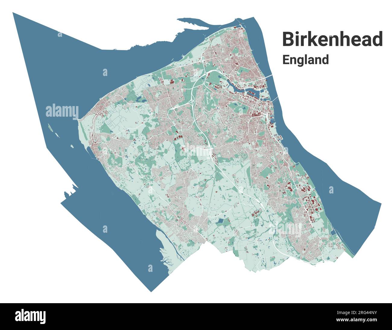 Birkenhead city map, detailed administrative area with border Stock ...