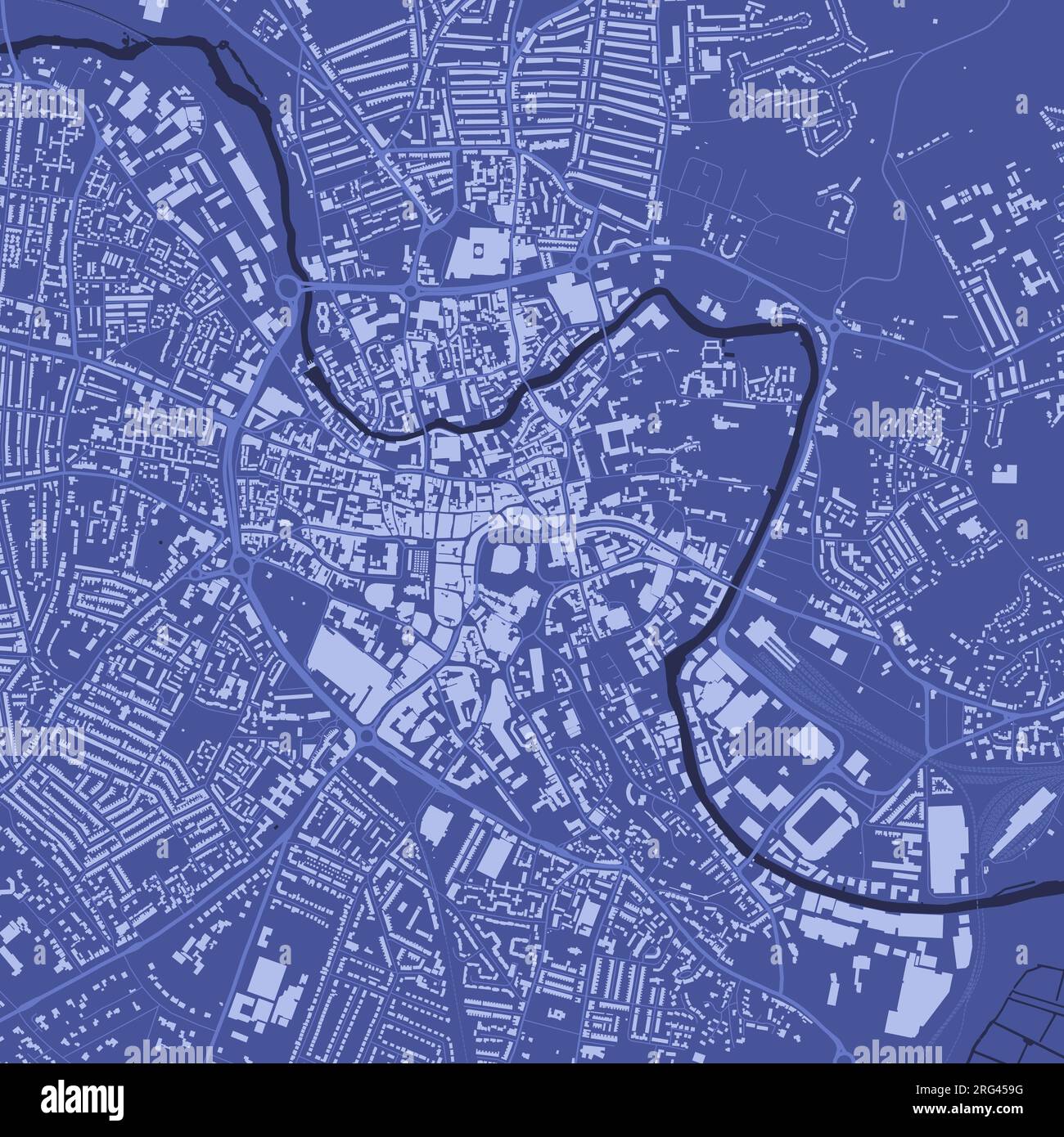 Norwich map, blue streetmap poster of UK city Stock Vector Image & Art ...