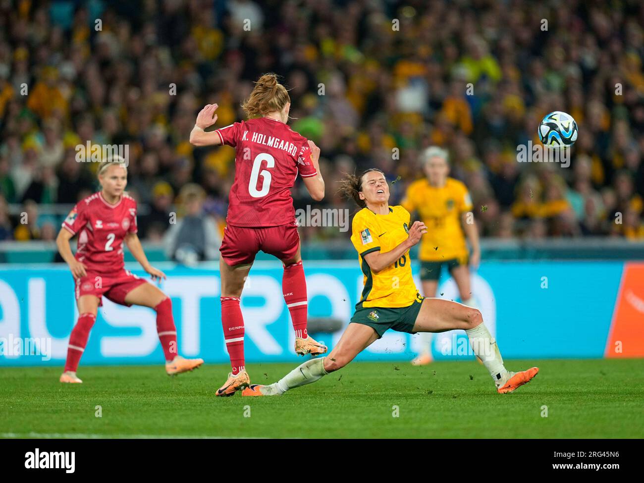 August 08 2023: Hayley Raso (Australia) and Karen Holmgaard (Denmark ...