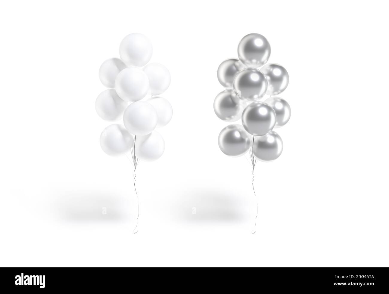 Blank white and silver round balloon bouquet mockup, front view Stock ...