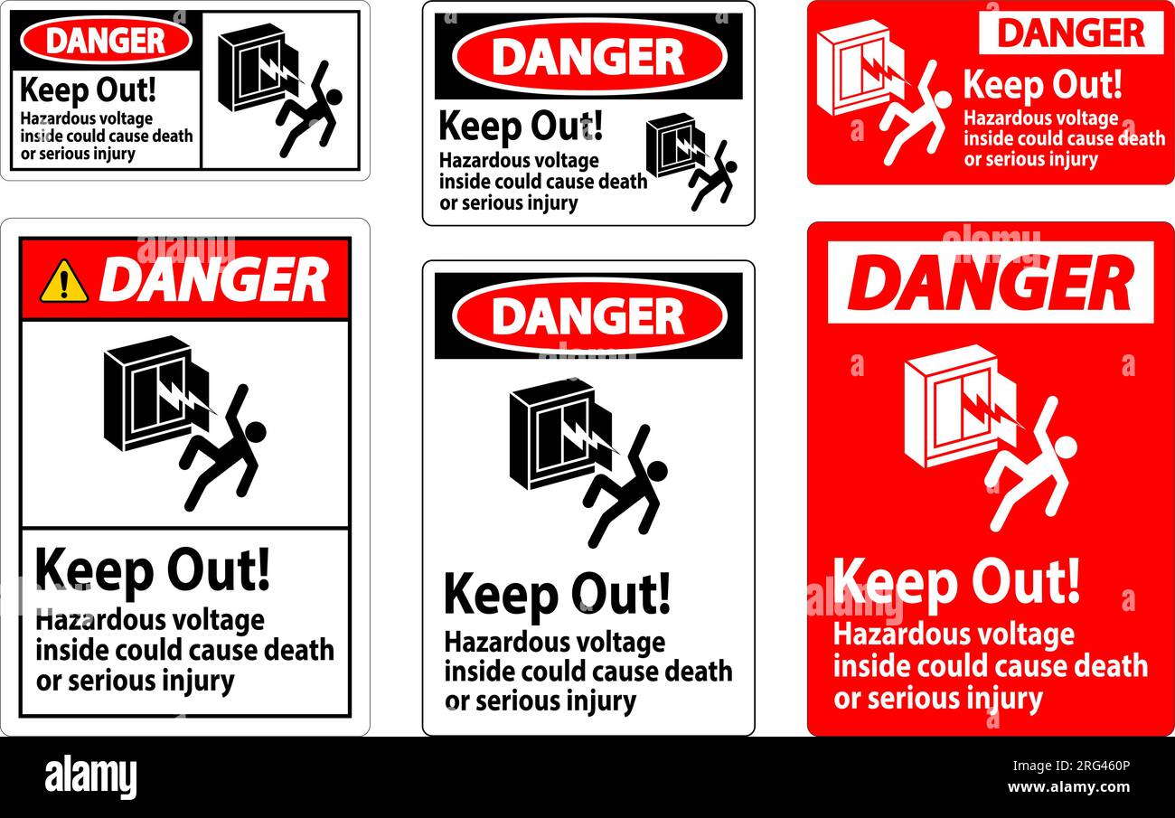 Danger Sign Keep Out Hazardous Voltage Inside, Could Cause Death Or ...