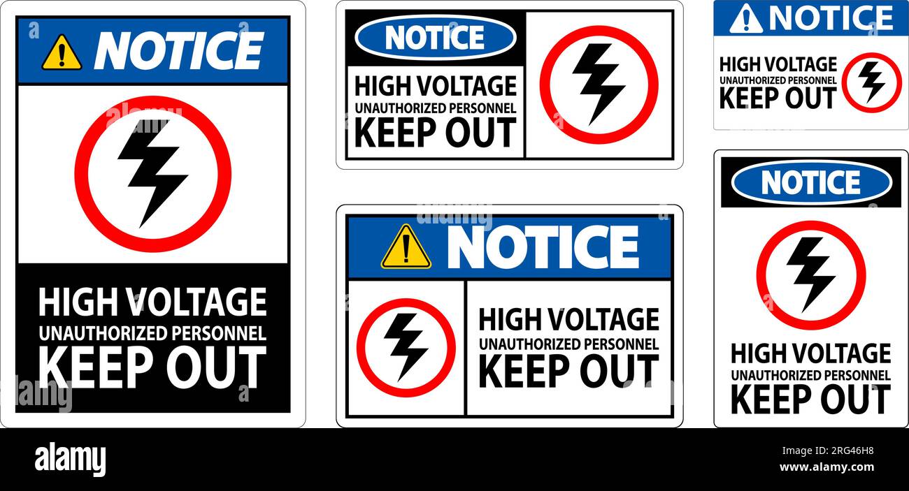 Notice Sign High Voltage Unauthorized Personnel Keep Out Stock Vector ...