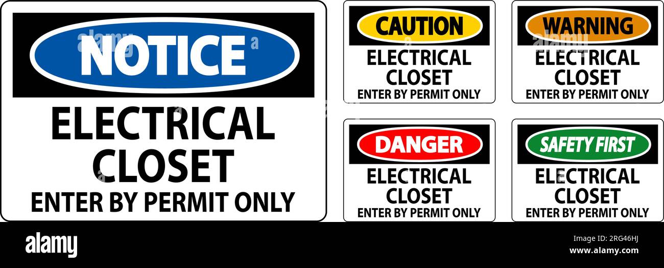 Danger Sign Electrical Closet - Enter By Permit Only Stock Vector Image ...