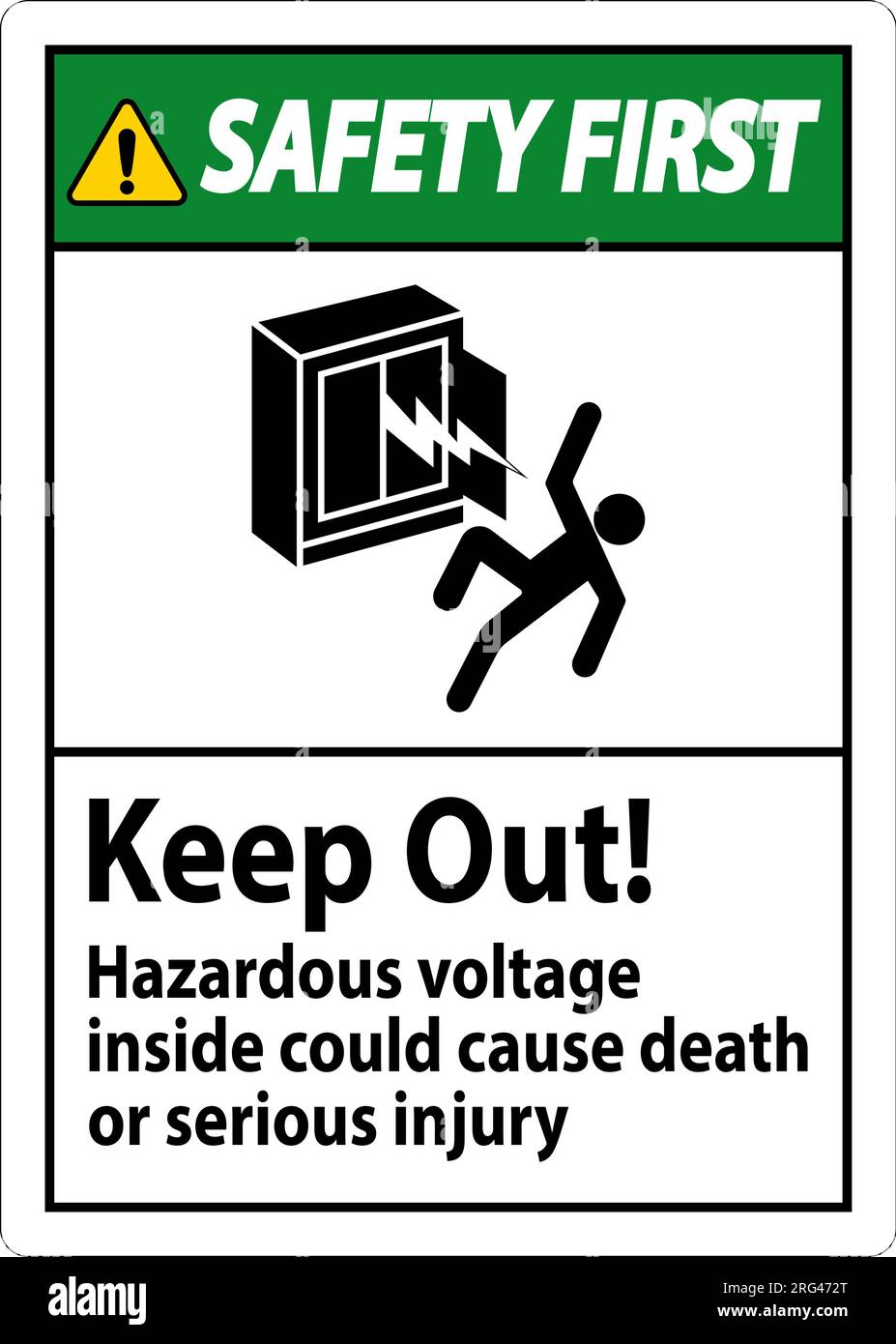 Safety First Sign Keep Out Hazardous Voltage Inside, Could Cause Death ...