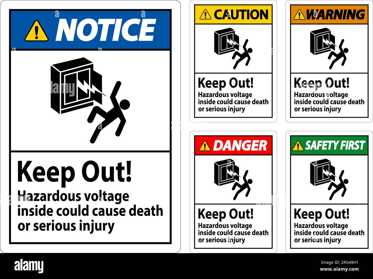 Warning Sign Keep Out Hazardous Voltage Inside, Could Cause Death Or ...