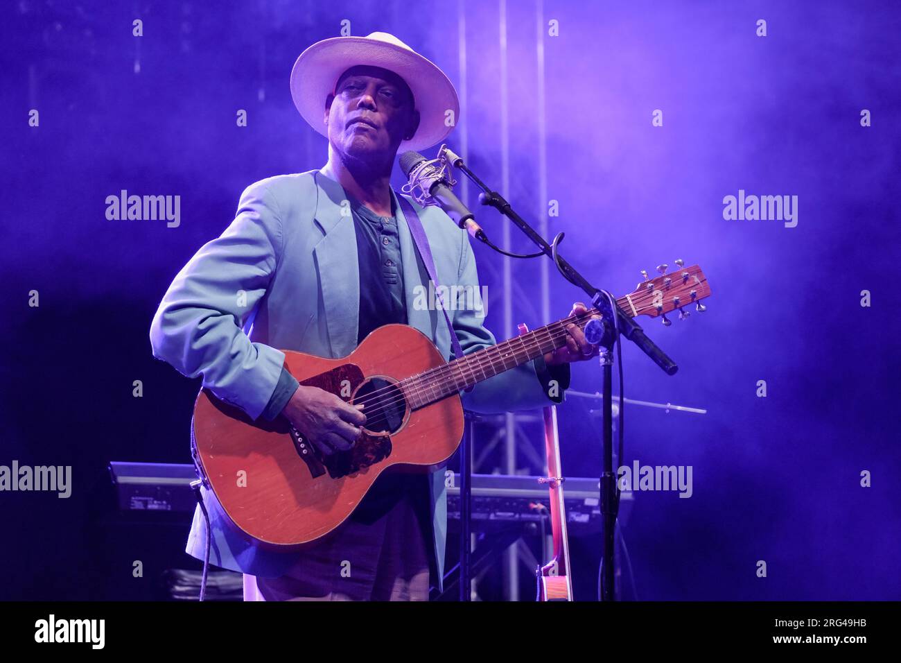 Blues singer, Eric Bibb performing at the Wickham Festival. August 5 ...