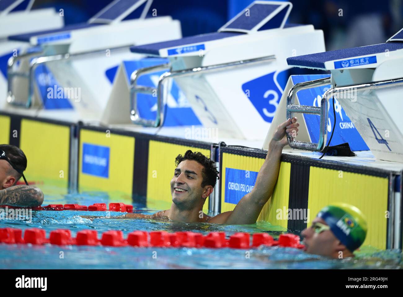Chengdu, China's Sichuan Province. 7th Aug, 2023. Giovanni Izzo (C) of ...
