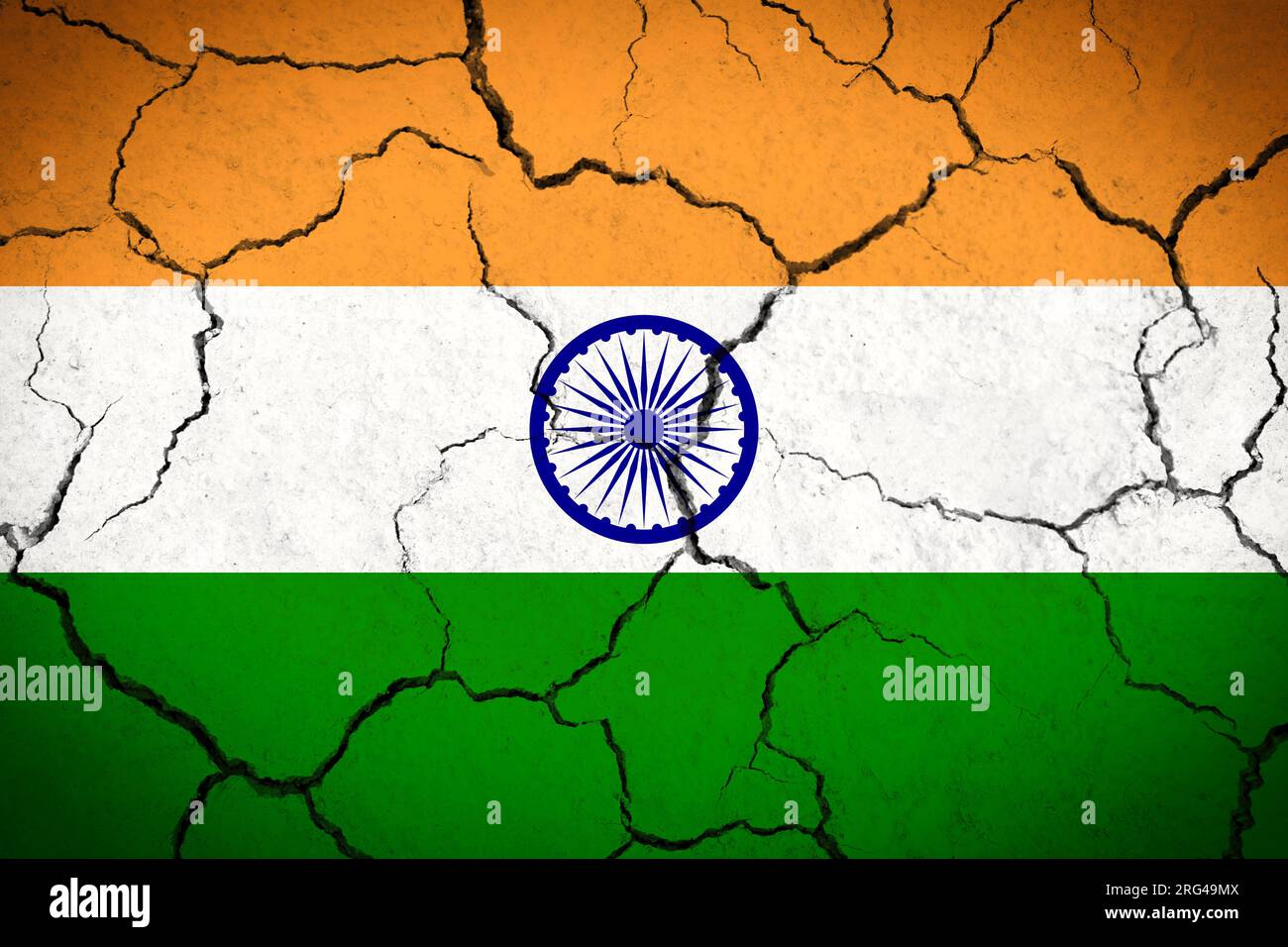 India - cracked country flag Stock Photo - Alamy