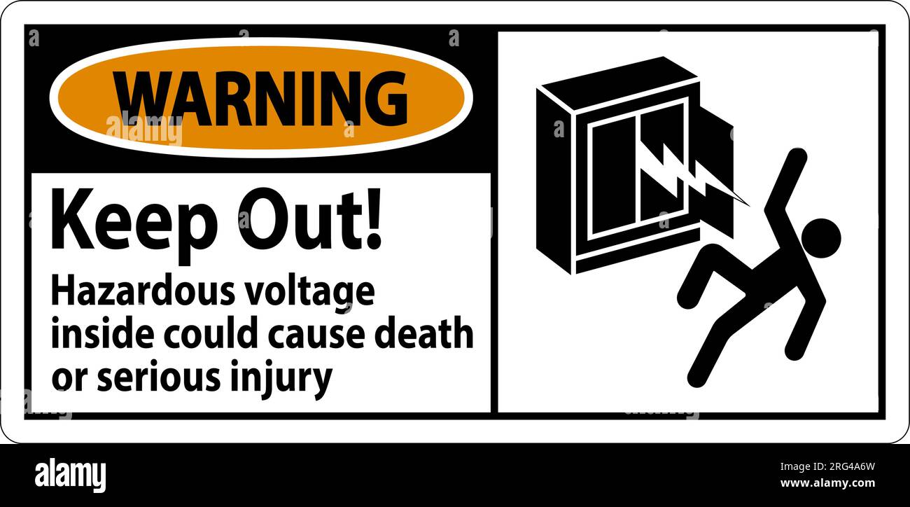Warning Sign Keep Out Hazardous Voltage Inside, Could Cause Death Or ...