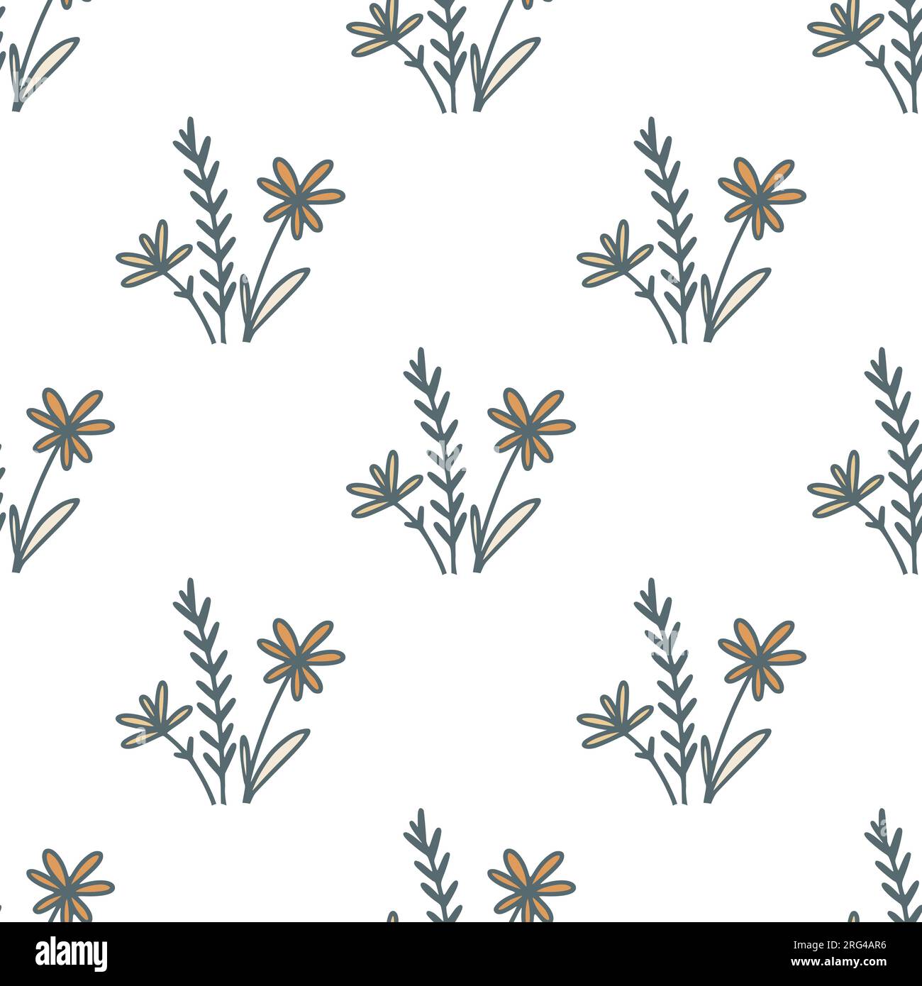 Cute floral rustic seamless pattern. Herbal background. Botanical print ...