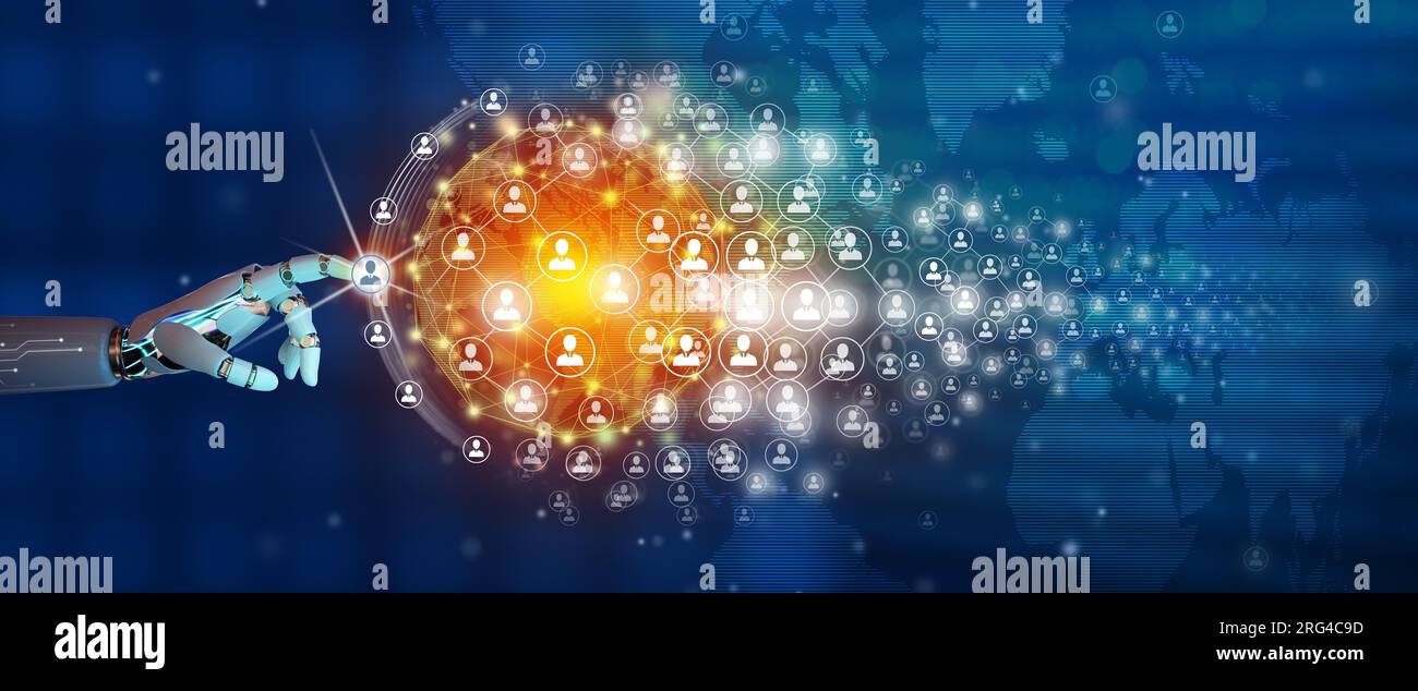New global business connection with Artificial Intelligence concept ...