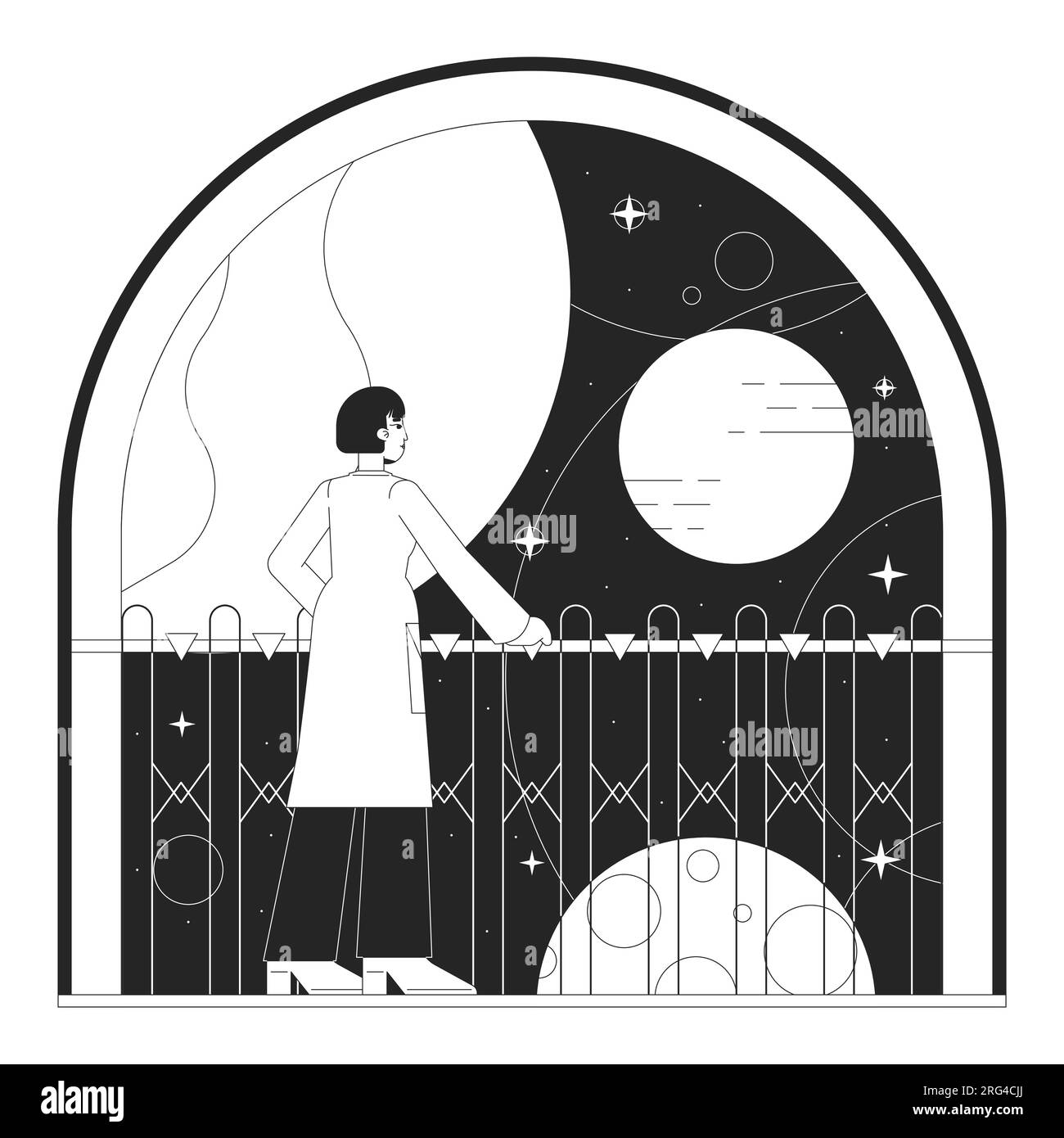 Space program bw concept vector spot illustration Stock Vector Image ...
