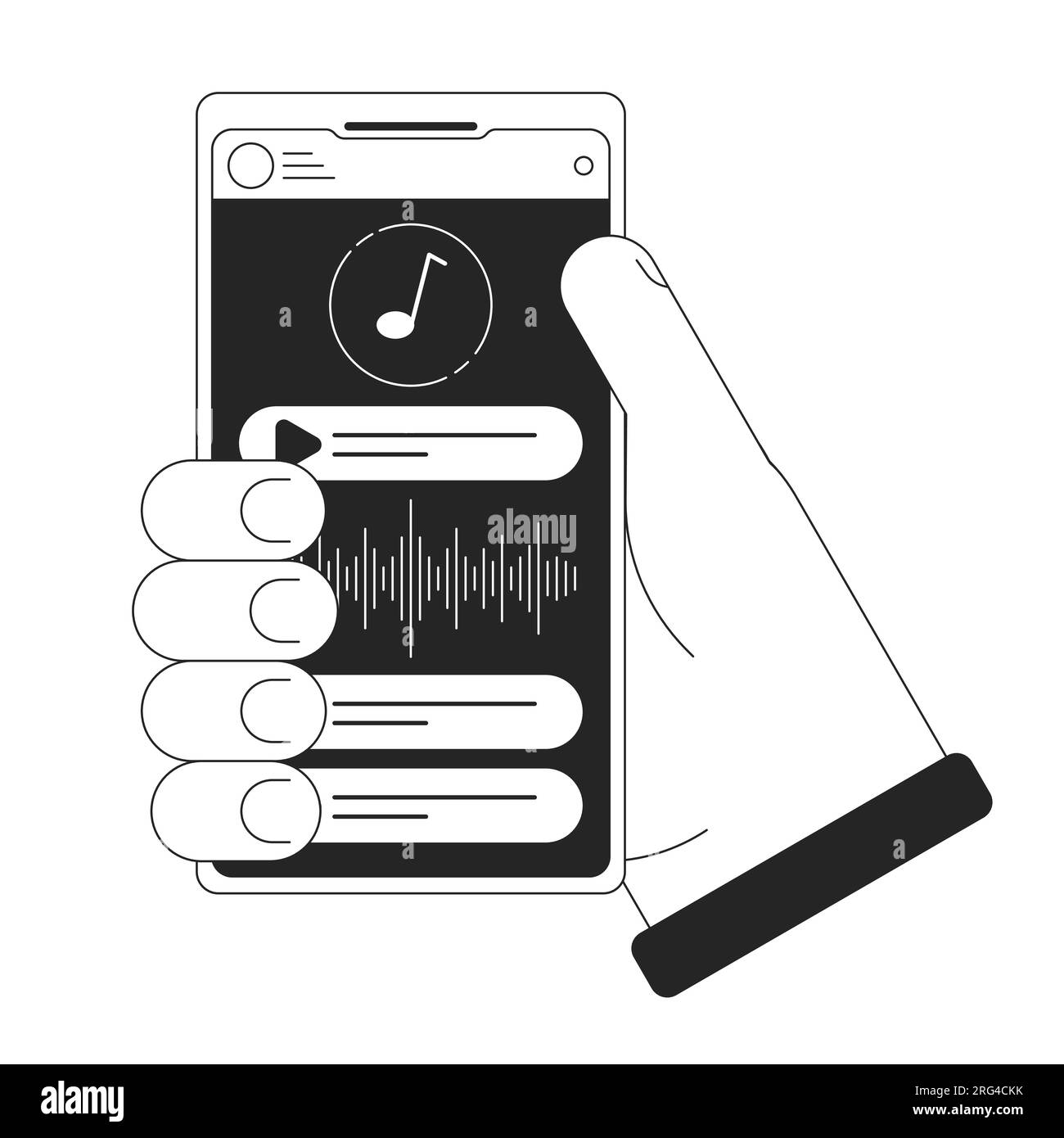 Music app on smartphone bw concept vector spot illustration Stock ...