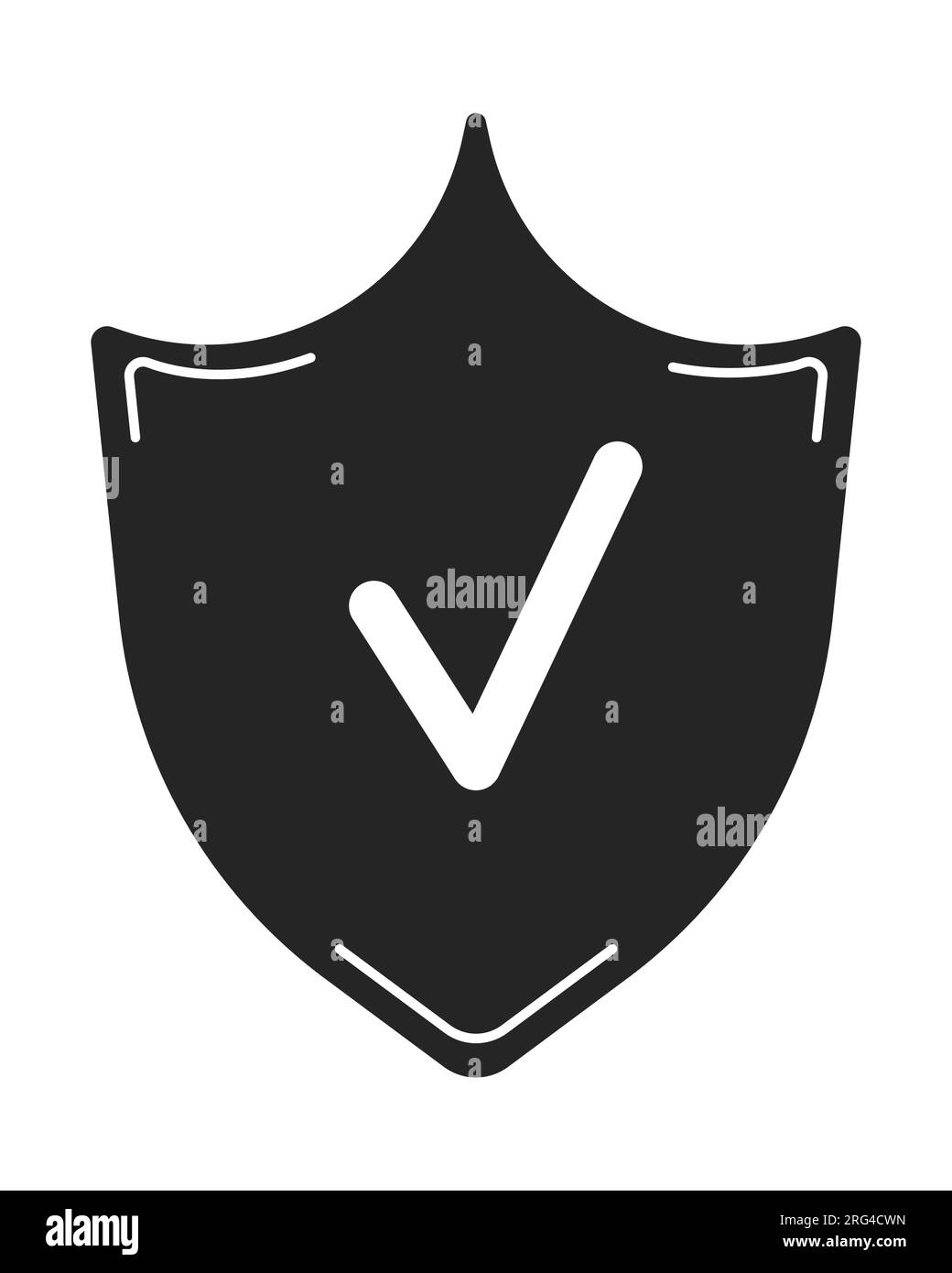 Protection shield with checkmark flat monochrome isolated vector object ...