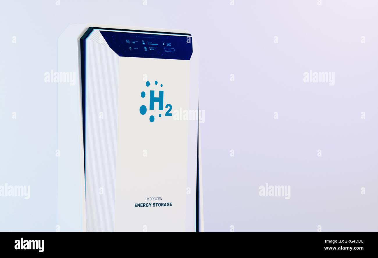 Concept of home hydrogen unit for renewable energy storage. 3d ...