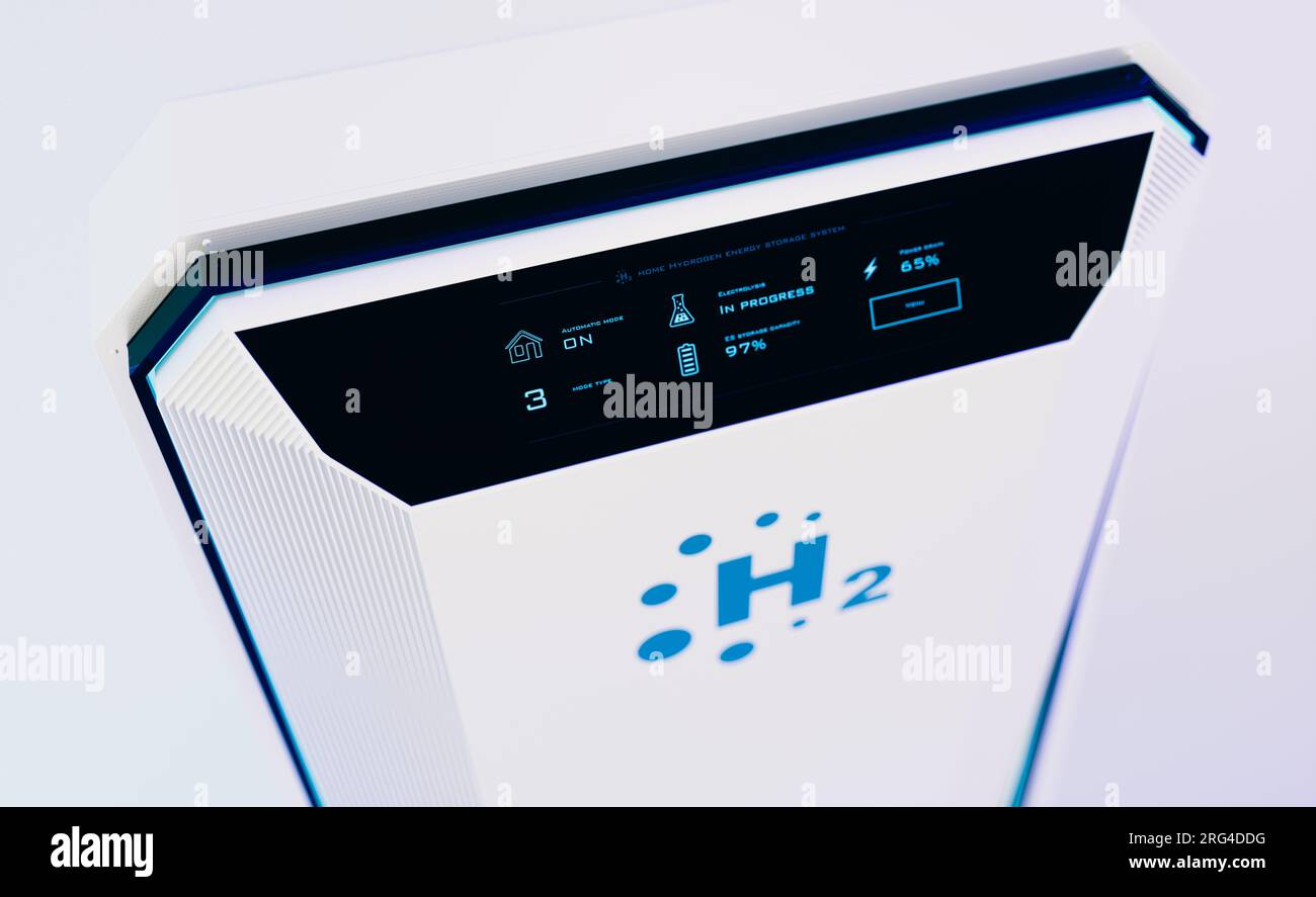Concept of home hydrogen unit for renewable energy storage. 3d ...