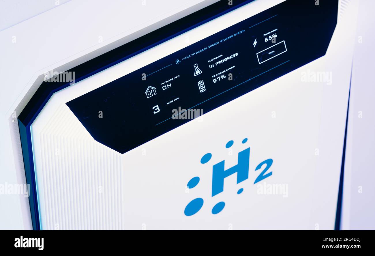 Concept of home hydrogen unit for renewable energy storage. 3d ...