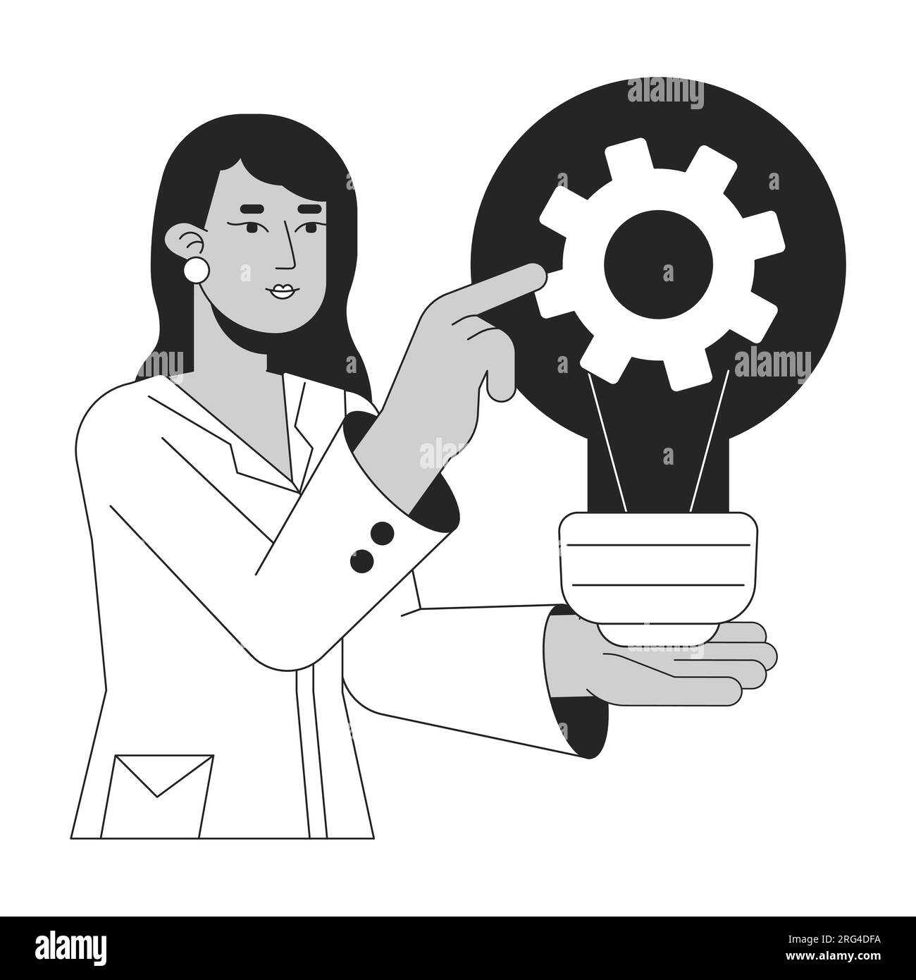 Female scientist mechanic bw concept vector spot illustration Stock ...