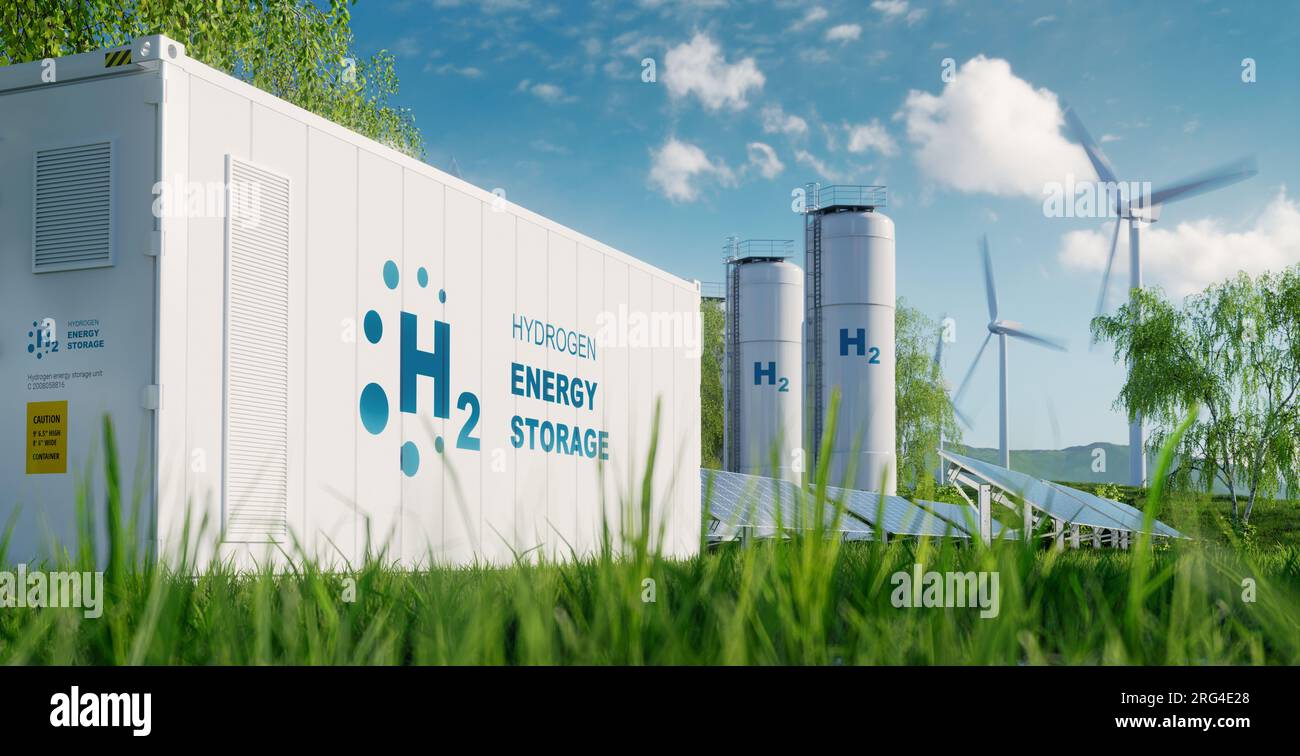 Storing electrical energy in hydrogen through electrolysis. The setup ...