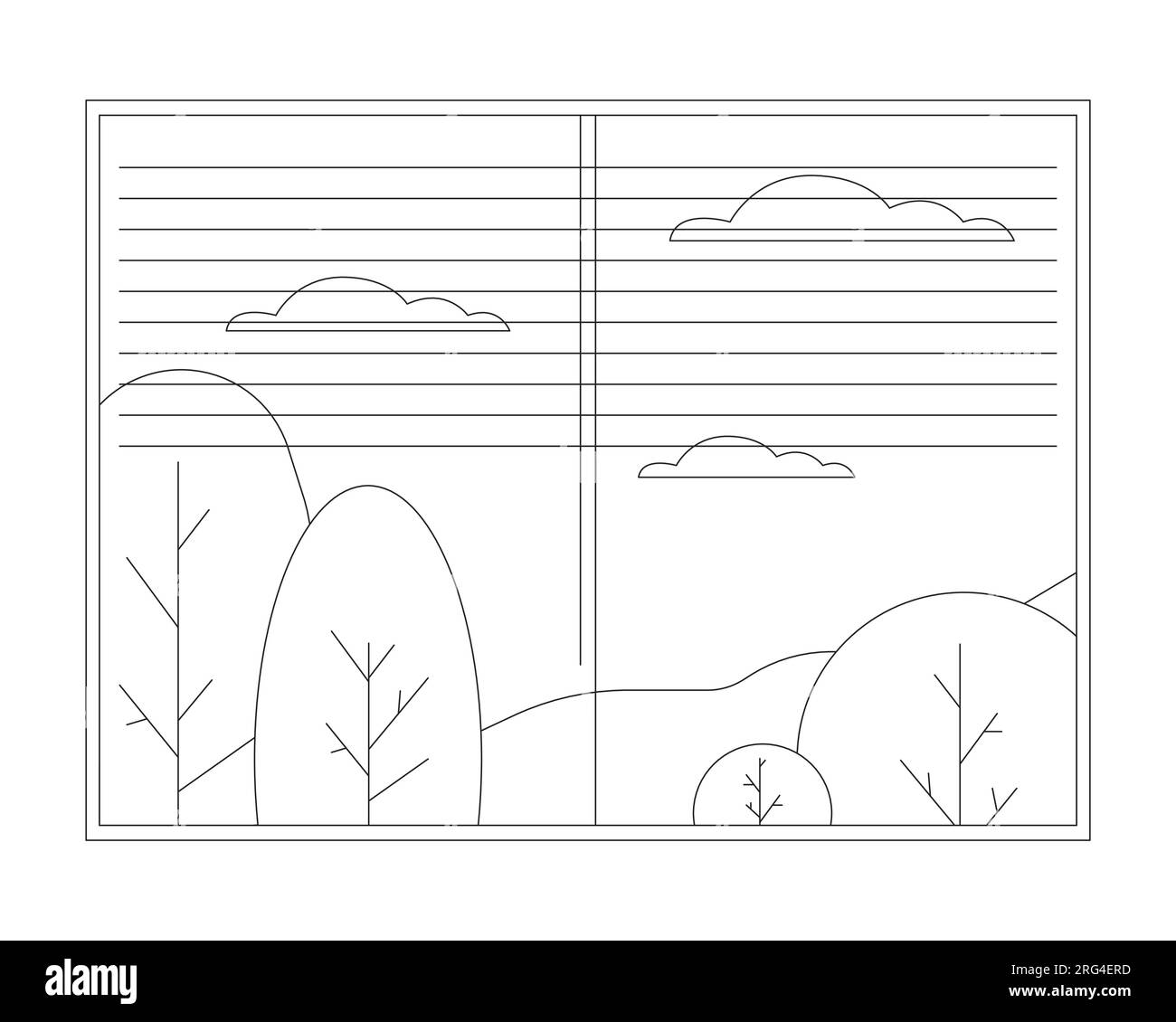 Autumn Window Flat Monochrome Isolated Vector Object Stock Vector Image